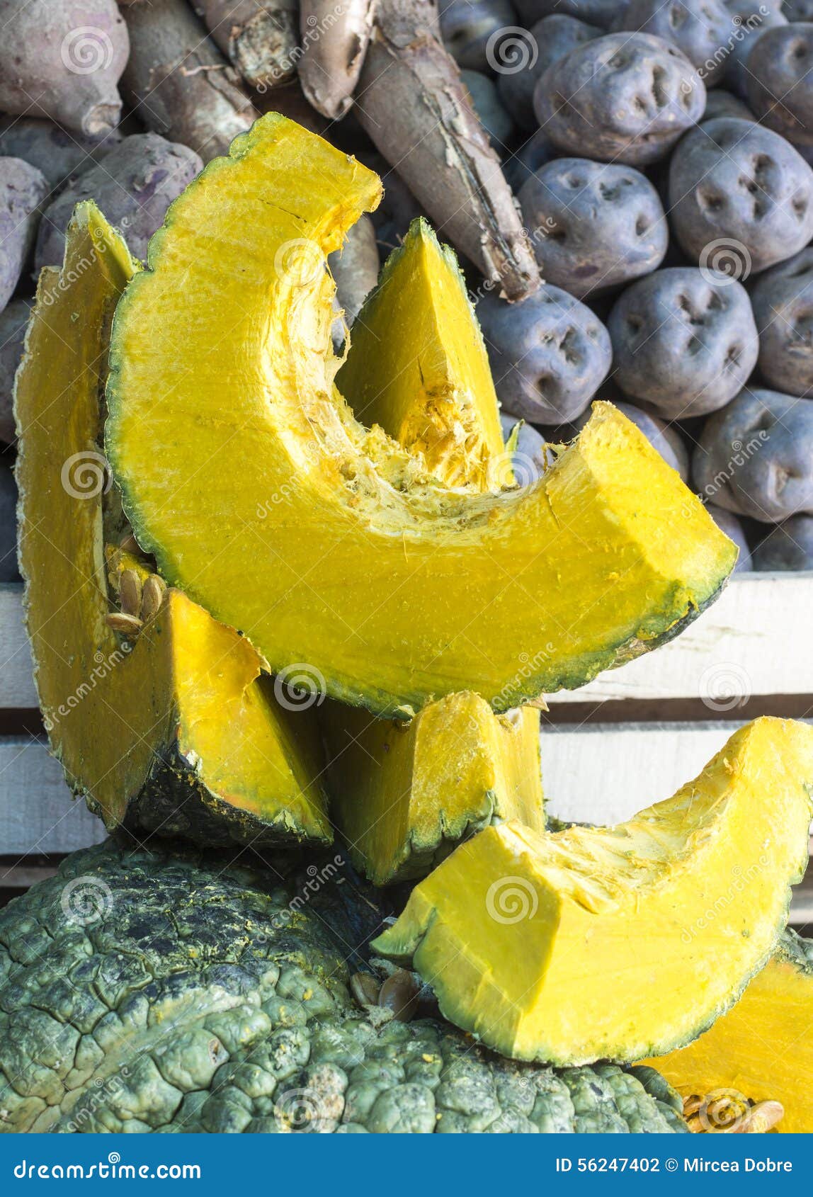 Zapallo -- Pumpkin or Squash Cutted in a Peruvian Market Stock Photo ...