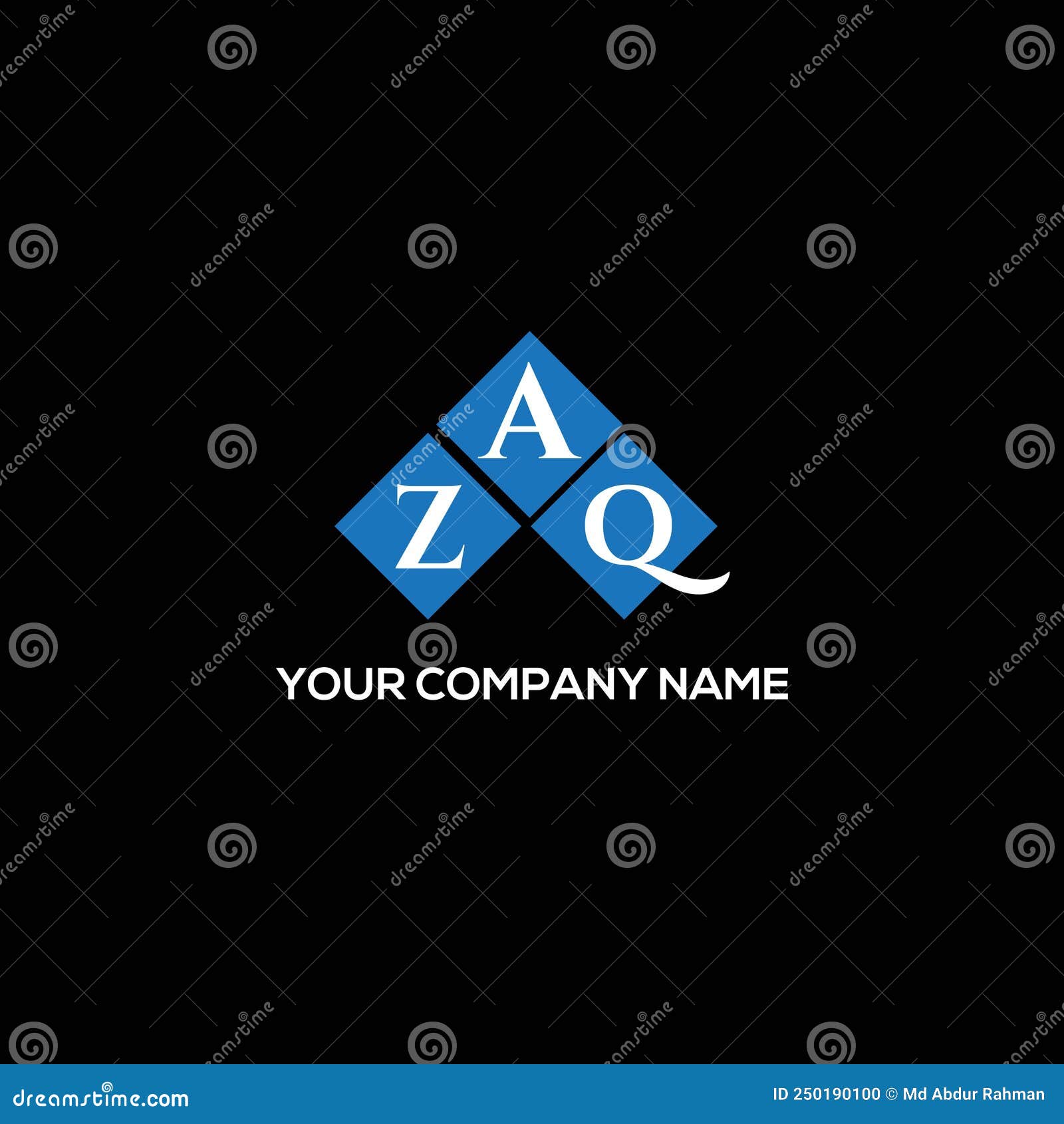 ZAQ Letter Logo Design on BLACK Background. ZAQ Creative Initials ...
