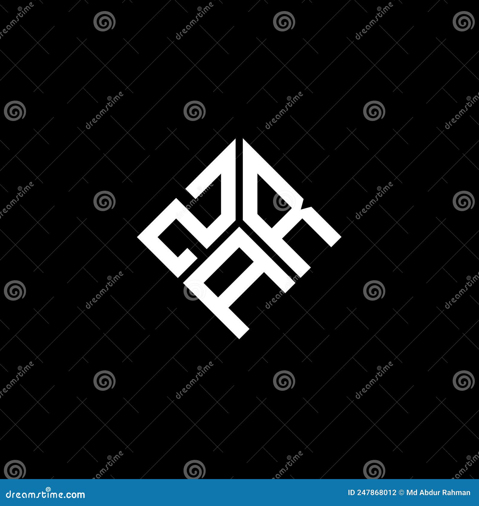 ZAR Letter Logo Design On Black Background. ZAR Creative Initials ...