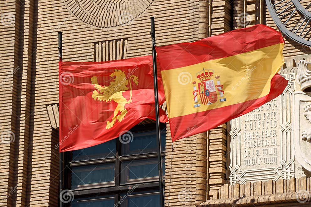 Zaragoza and Spain flags stock image. Image of spain - 23223469