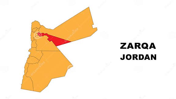 Zarqa Map in Jordan. Vector Map of Jordan Stock Vector - Illustration ...