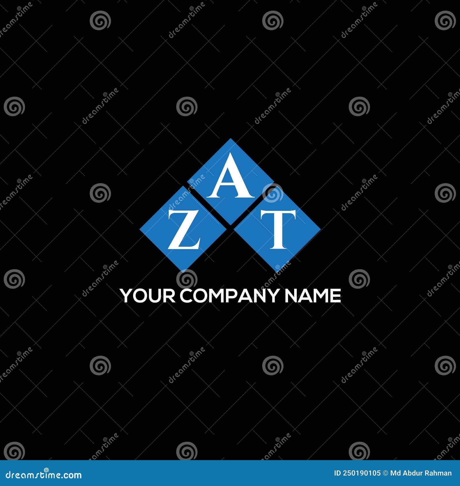 ZAT Letter Logo Design on BLACK Background. ZAT Creative Initials ...