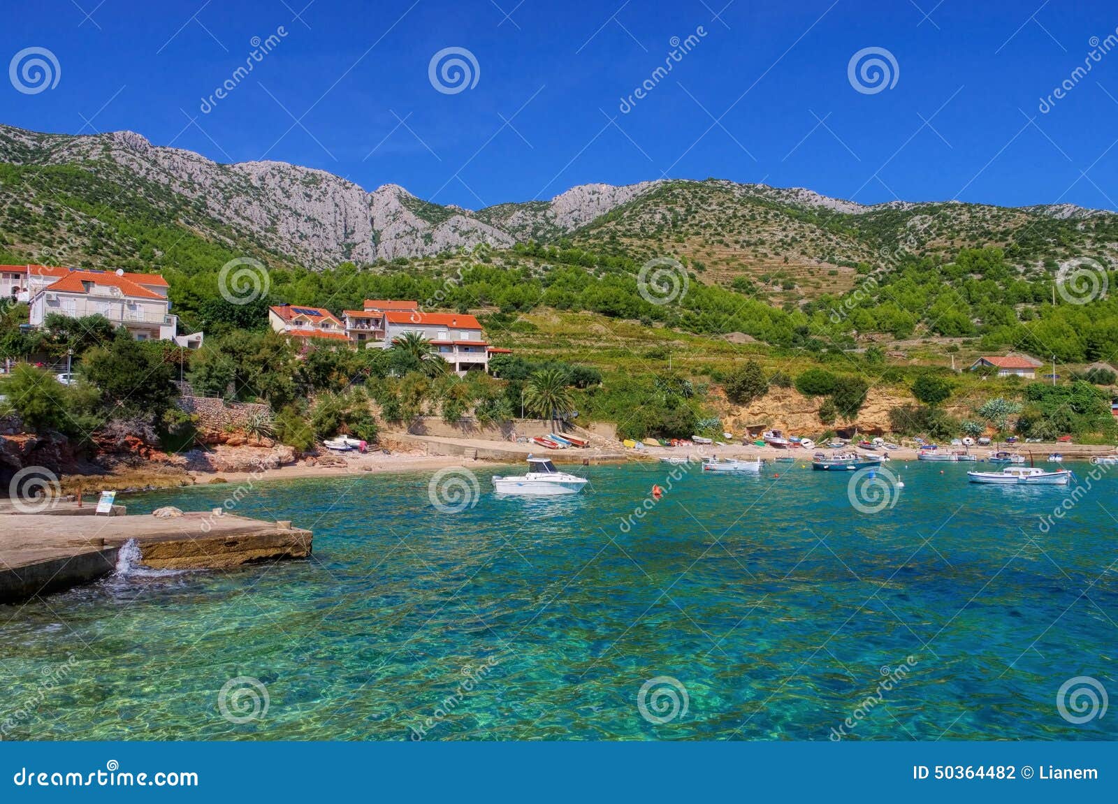 Zavala stock photo. Image of boat, coast, hvar, island - 50364482