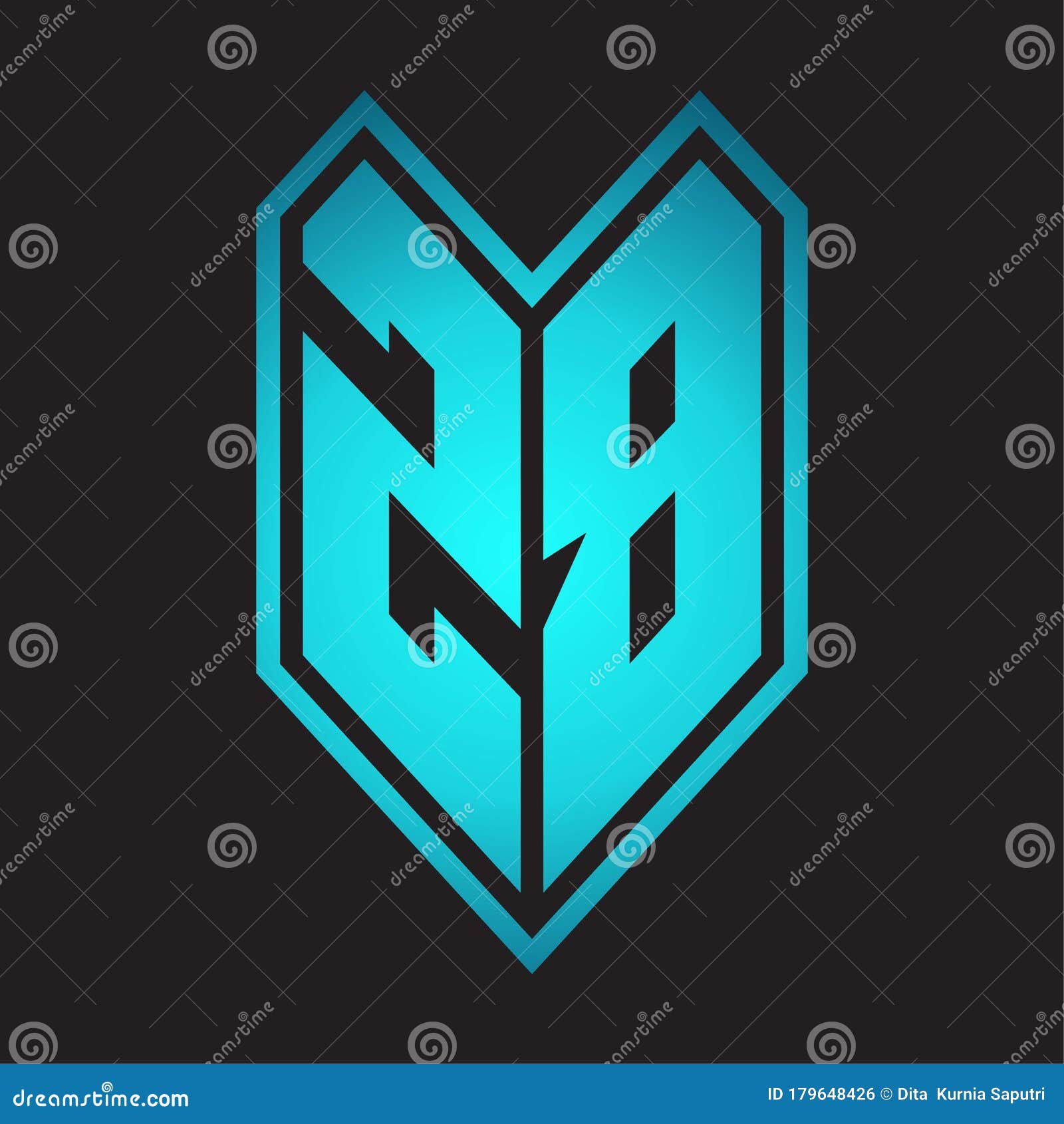 ZB Logo Monogram with Emblem Line Style Isolated on Blue Gradient ...