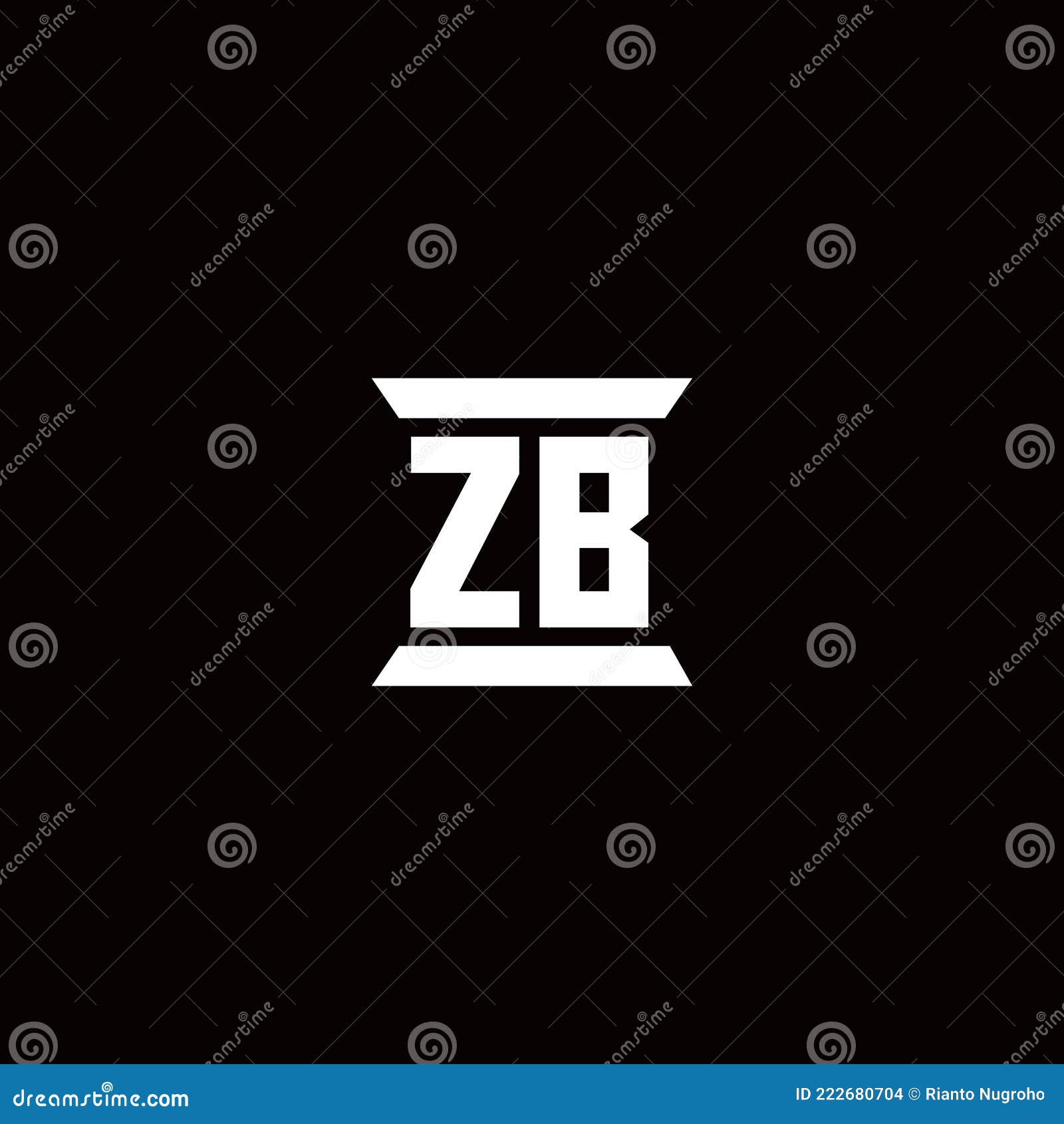 ZB Logo Monogram with Pillar Shape Designs Template Stock Vector ...