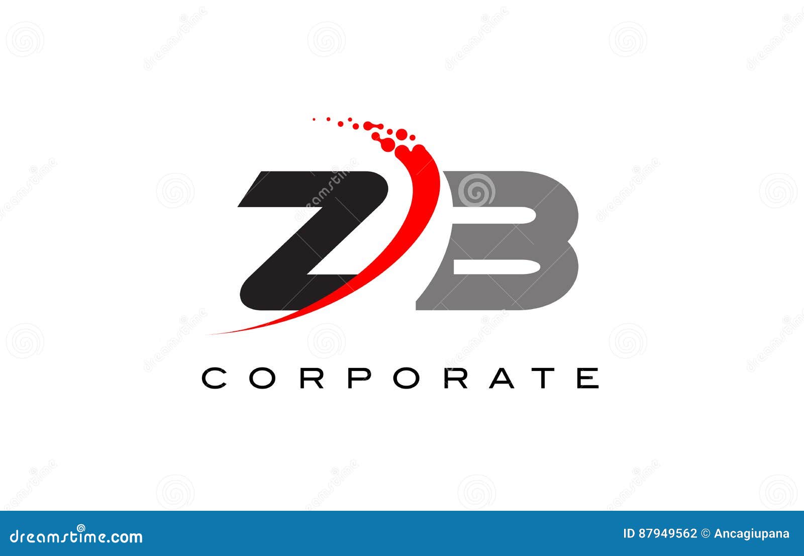 ZB Modern Letter Logo Design with Swoosh Stock Illustration ...
