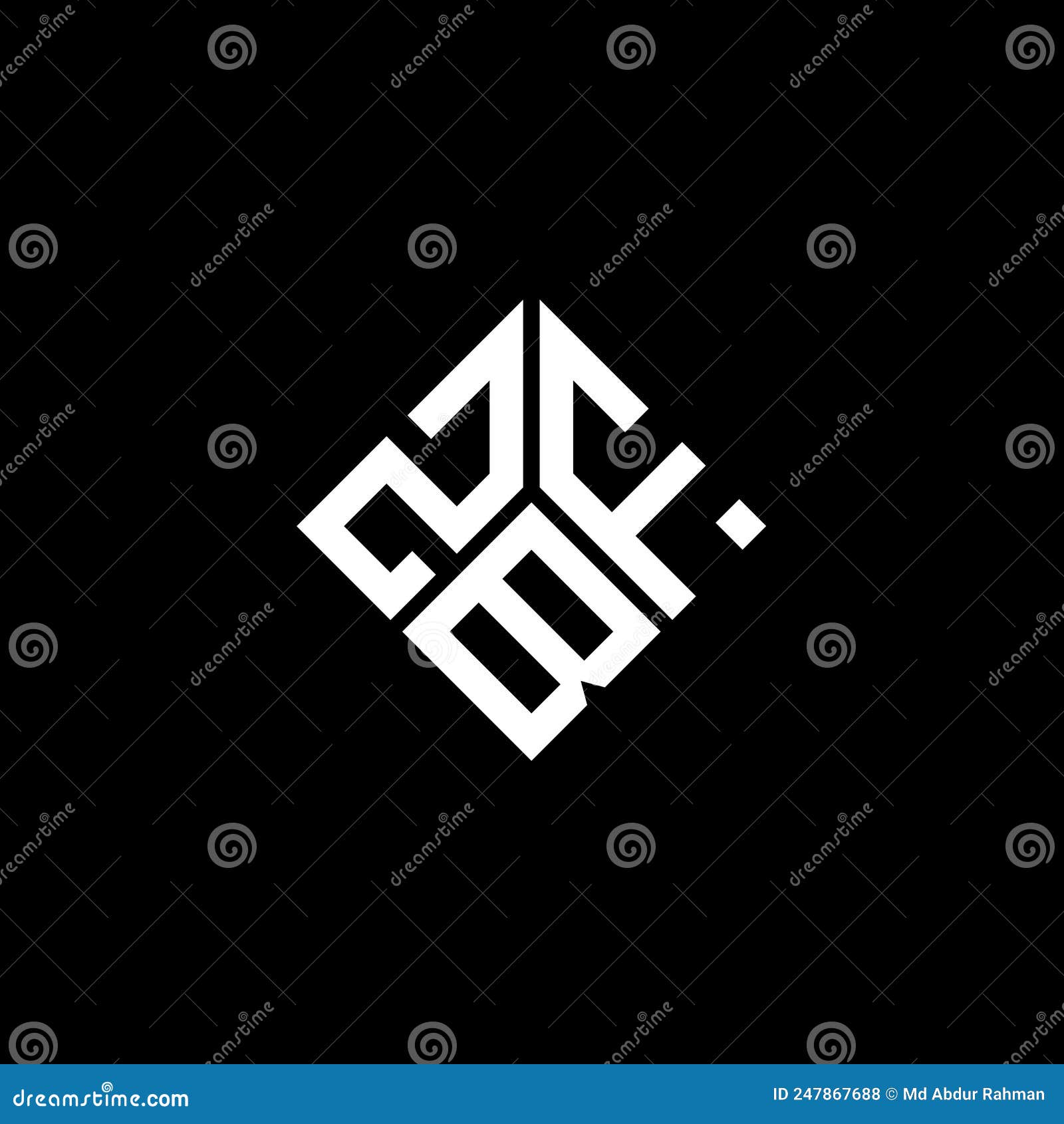 ZBF Letter Logo Design on Black Background. ZBF Creative Initials ...