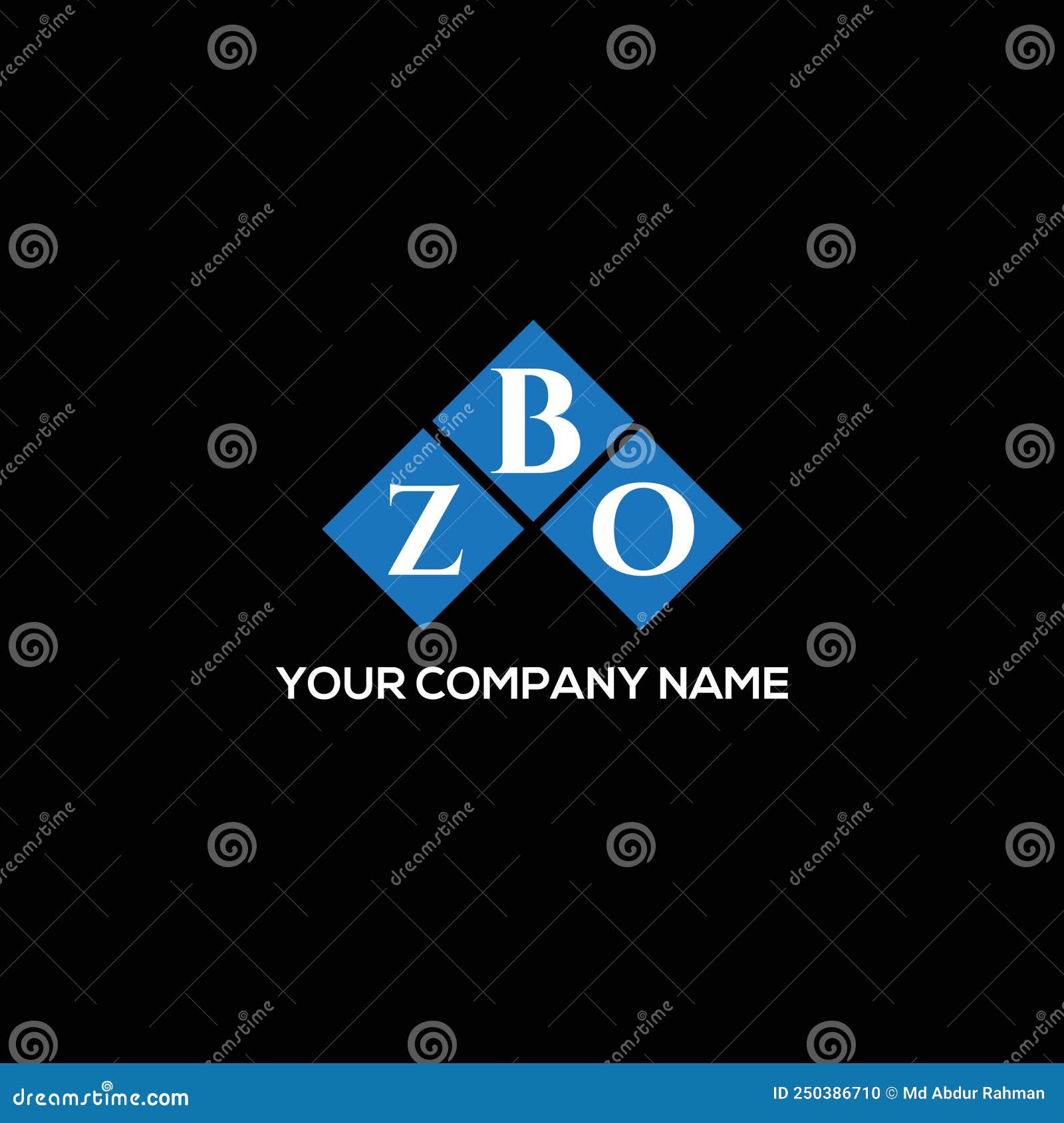 ZBO Letter Logo Design on BLACK Background. ZBO Creative Initials ...