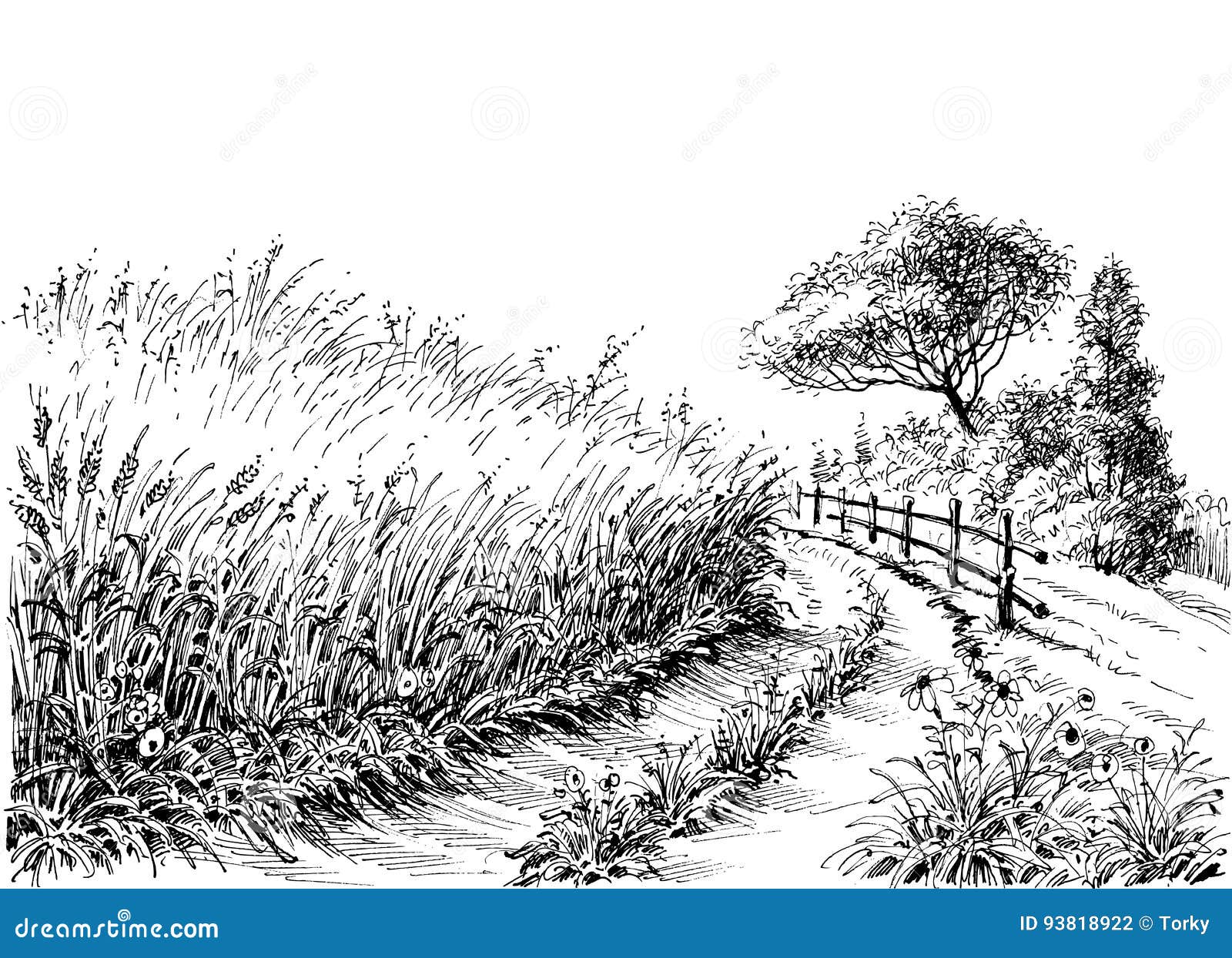 Zboża pola rysunek ilustracja wektor. Ilustracja złożonej z ścieżka ...
