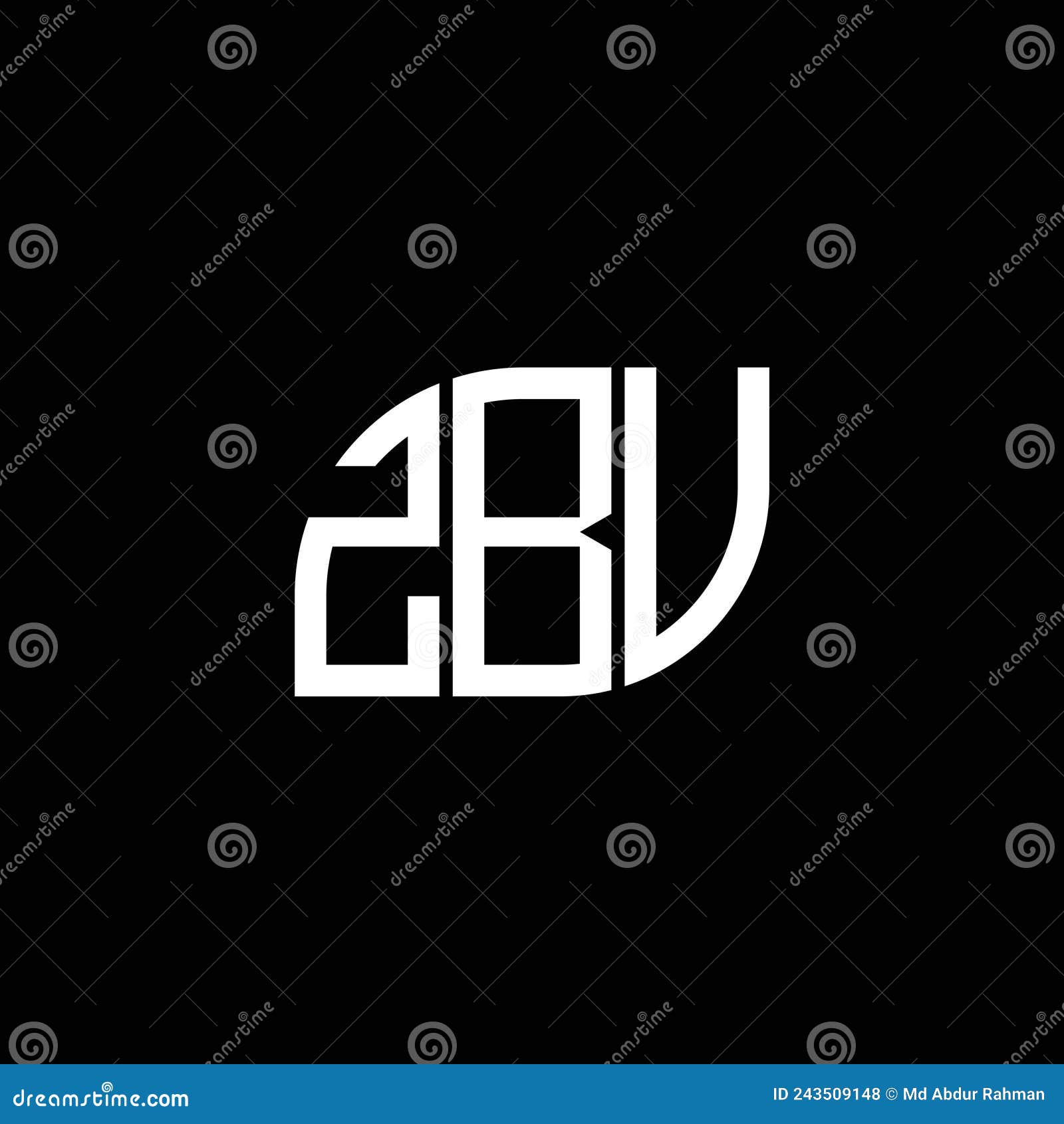ZBV Letter Logo Design on Black Background. ZBV Creative Initials ...