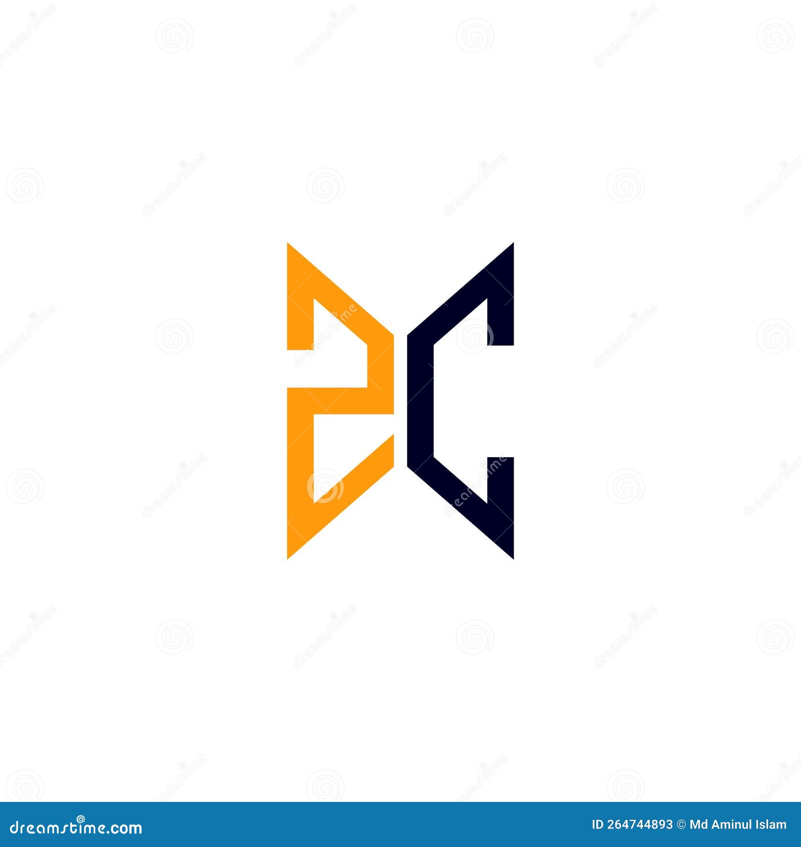 ZC Letter Logo Creative Design with Vector Graphic, Stock Vector ...