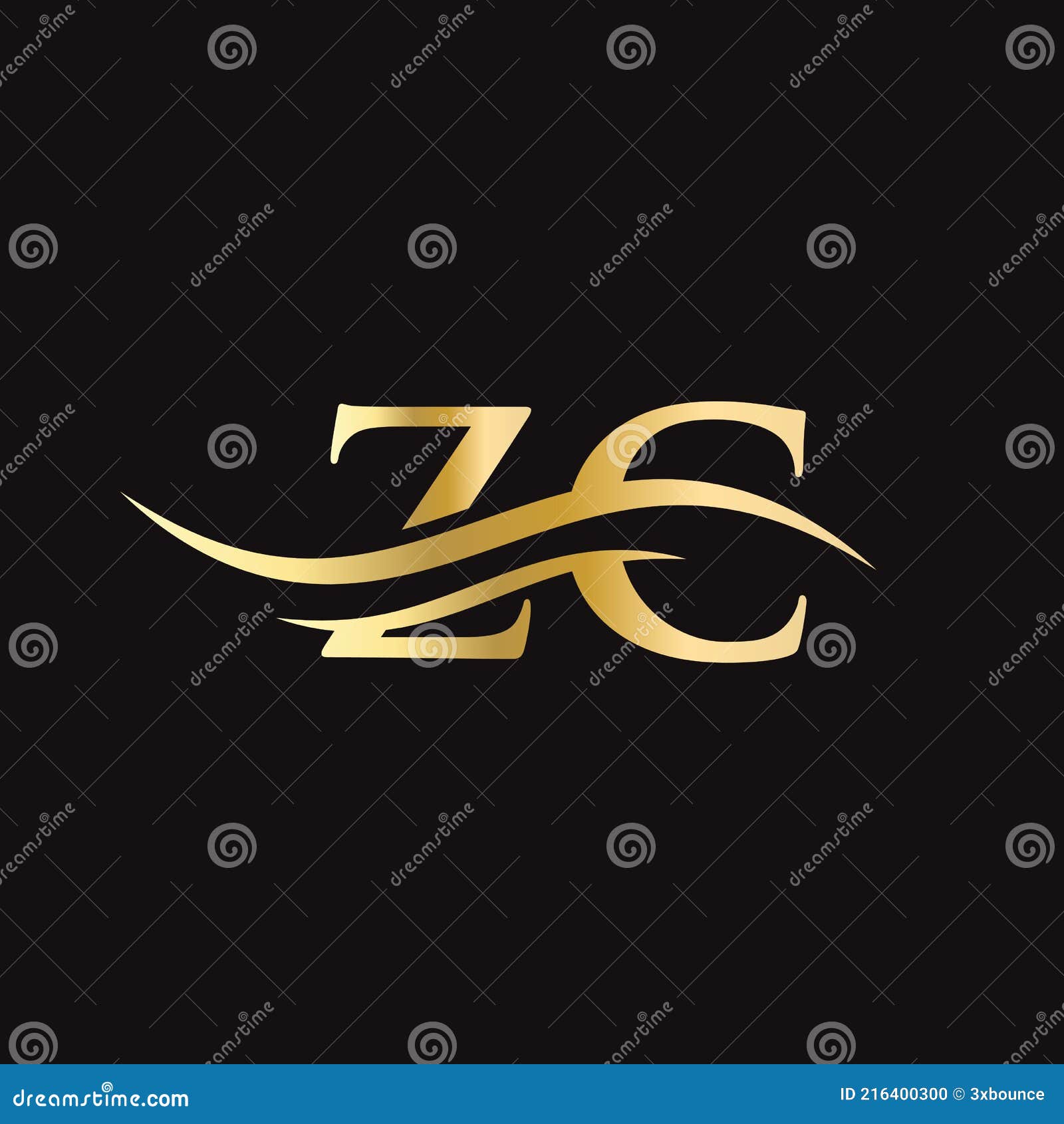 ZC Logo Design. Premium Letter ZC Logo Design with Water Wave Concept ...