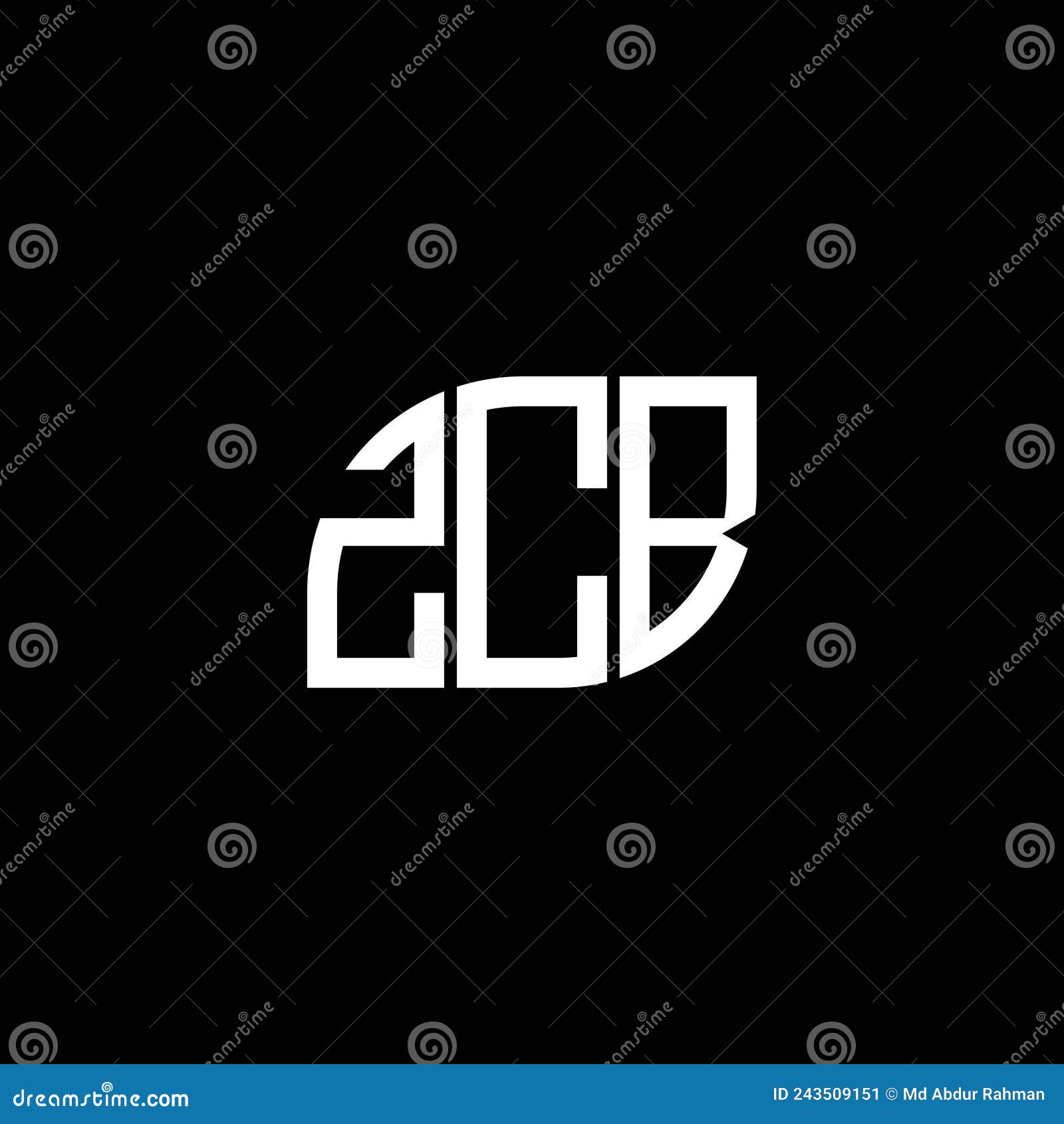ZCB Letter Logo Design on Black Background. ZCB Creative Initials ...