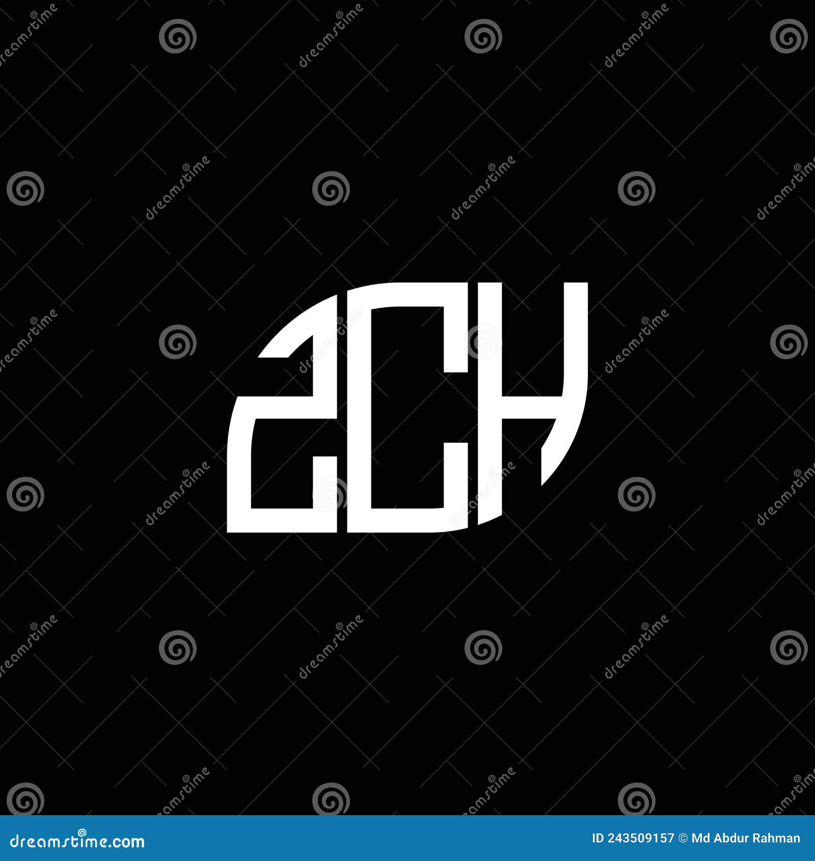ZCH Letter Logo Design on Black Background. ZCH Creative Initials ...