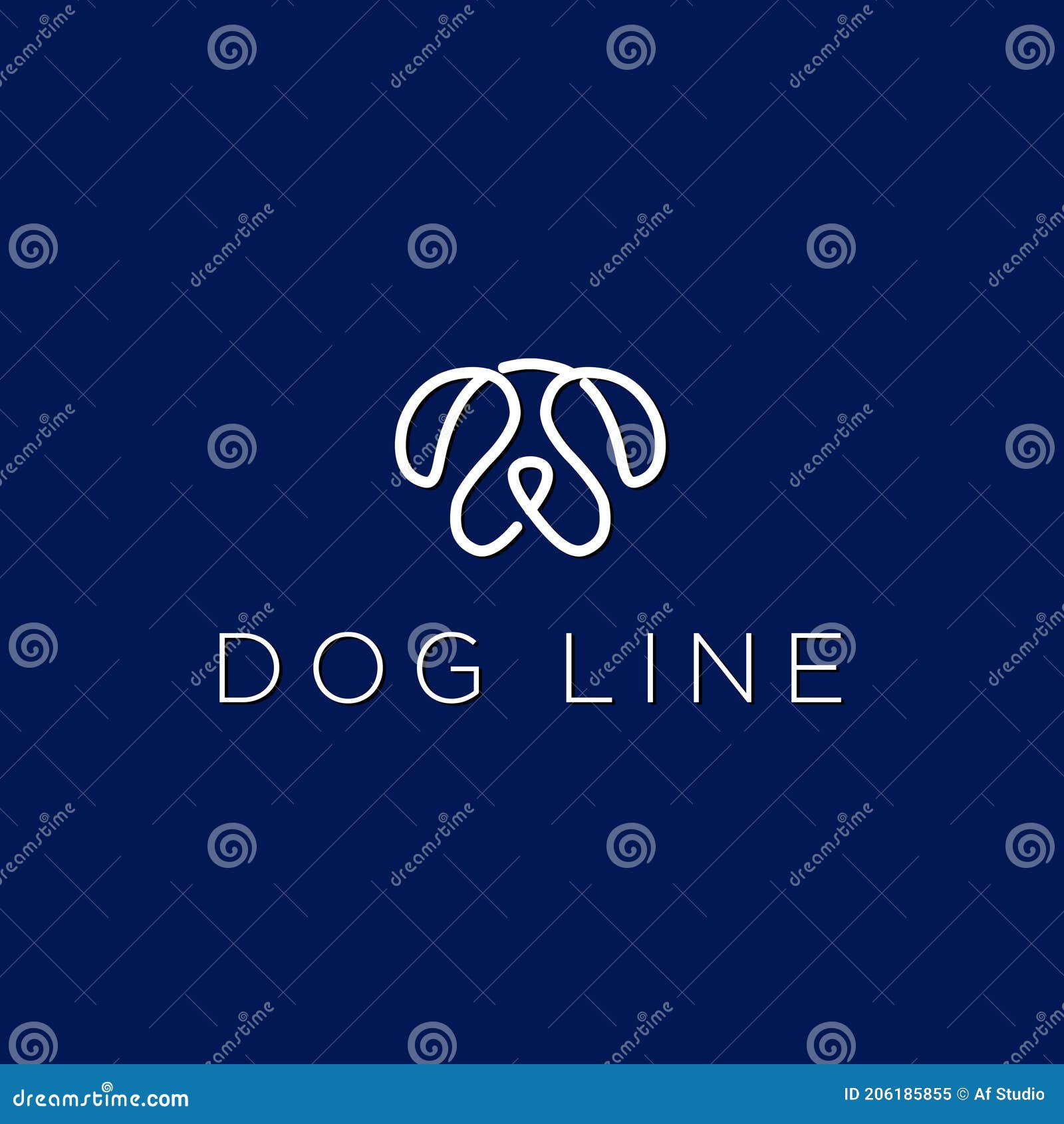 Modern Minimalist Monogram Animal Dog Line Logo Design Vector Stock ...