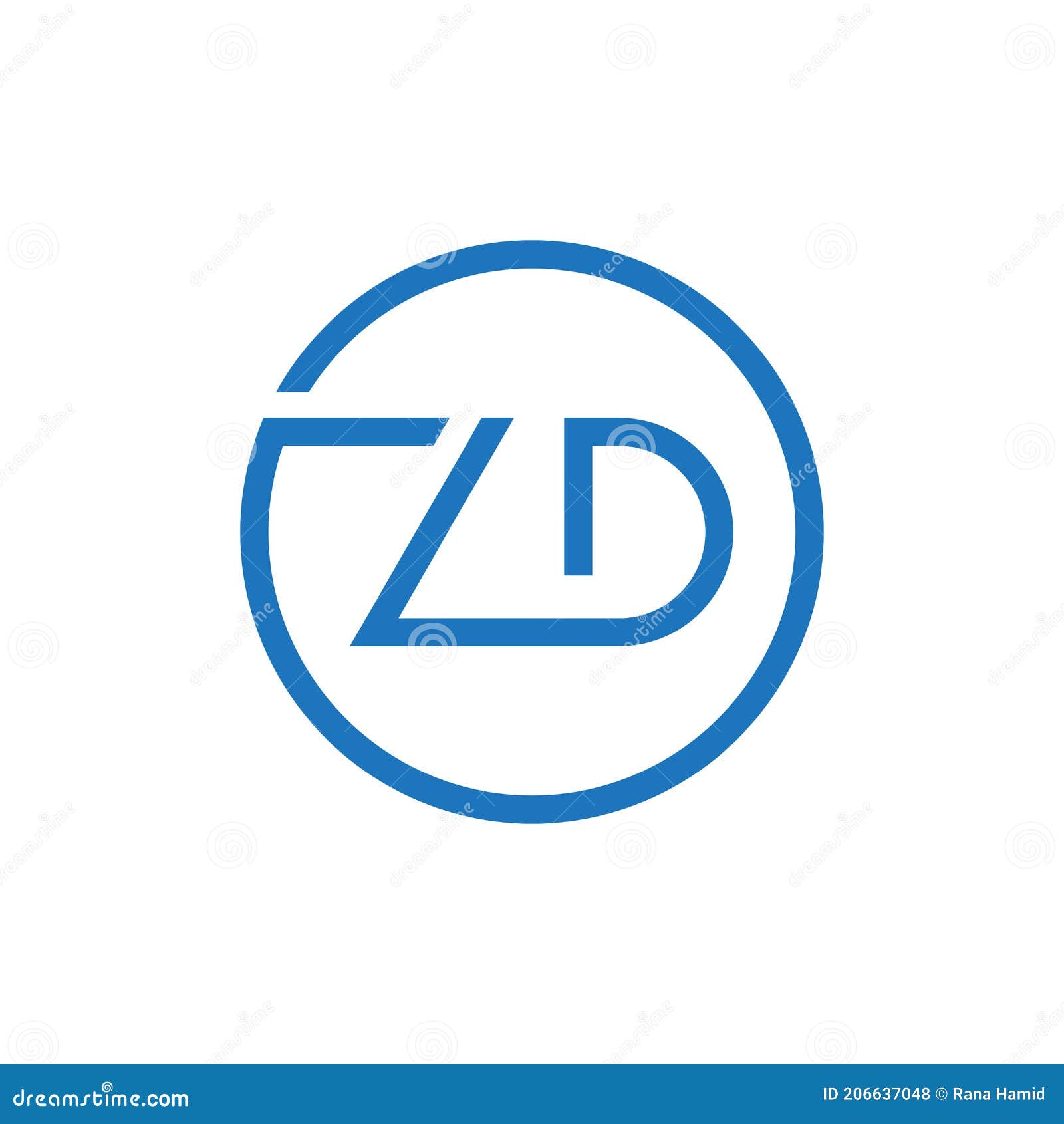 ZD Logo Design Vector Template. Initial Circle Letter ZD Vector ...