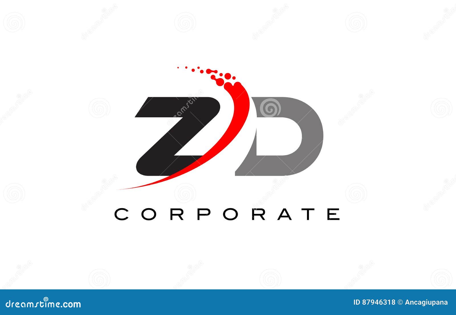 ZD Modern Letter Logo Design with Swoosh Stock Vector - Illustration of ...