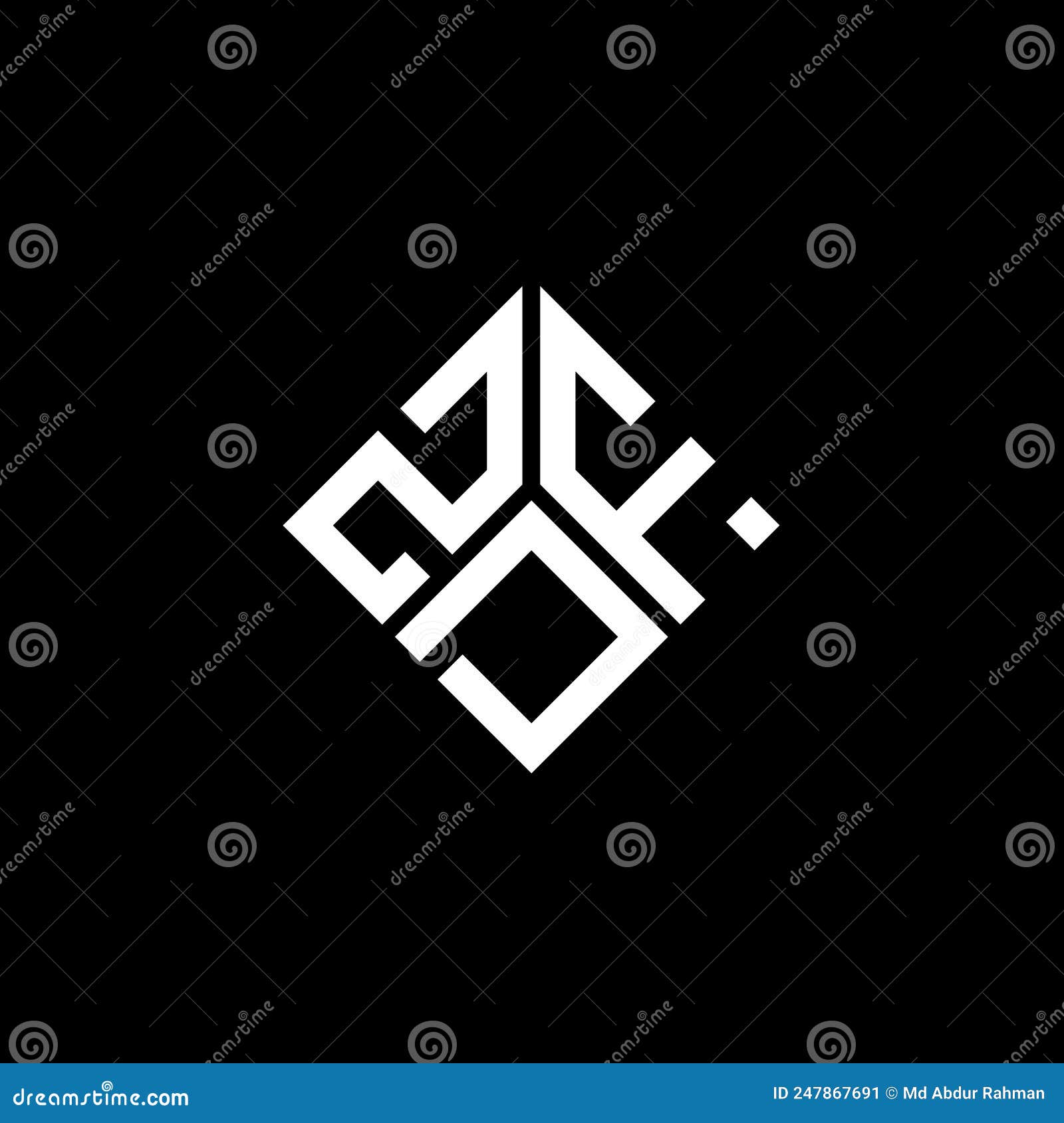 ZDF Letter Logo Design on Black Background. ZDF Creative Initials ...