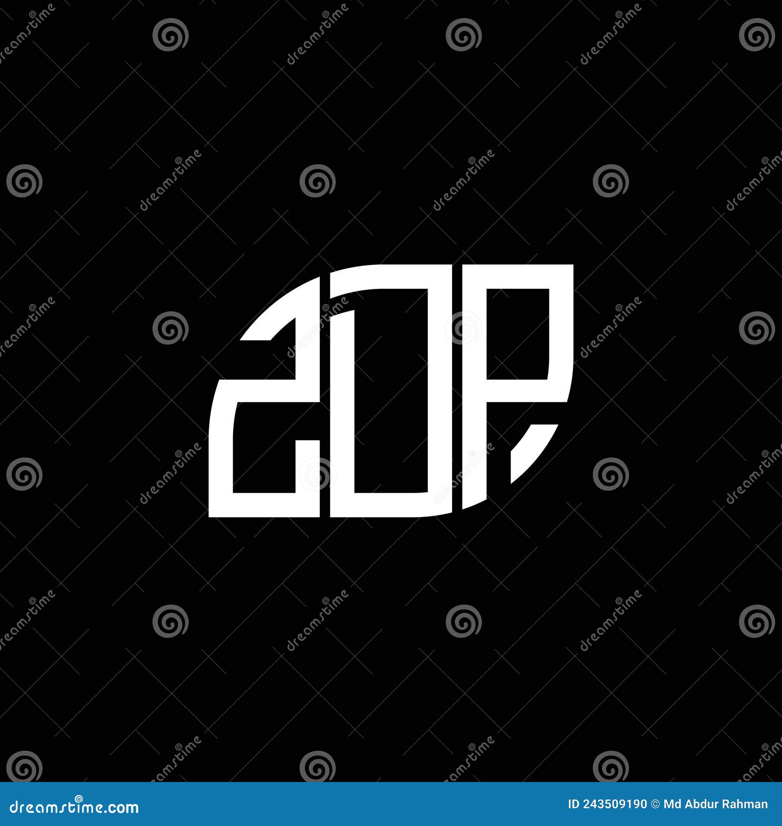 ZDP Letter Logo Design on Black Background. ZDP Creative Initials ...