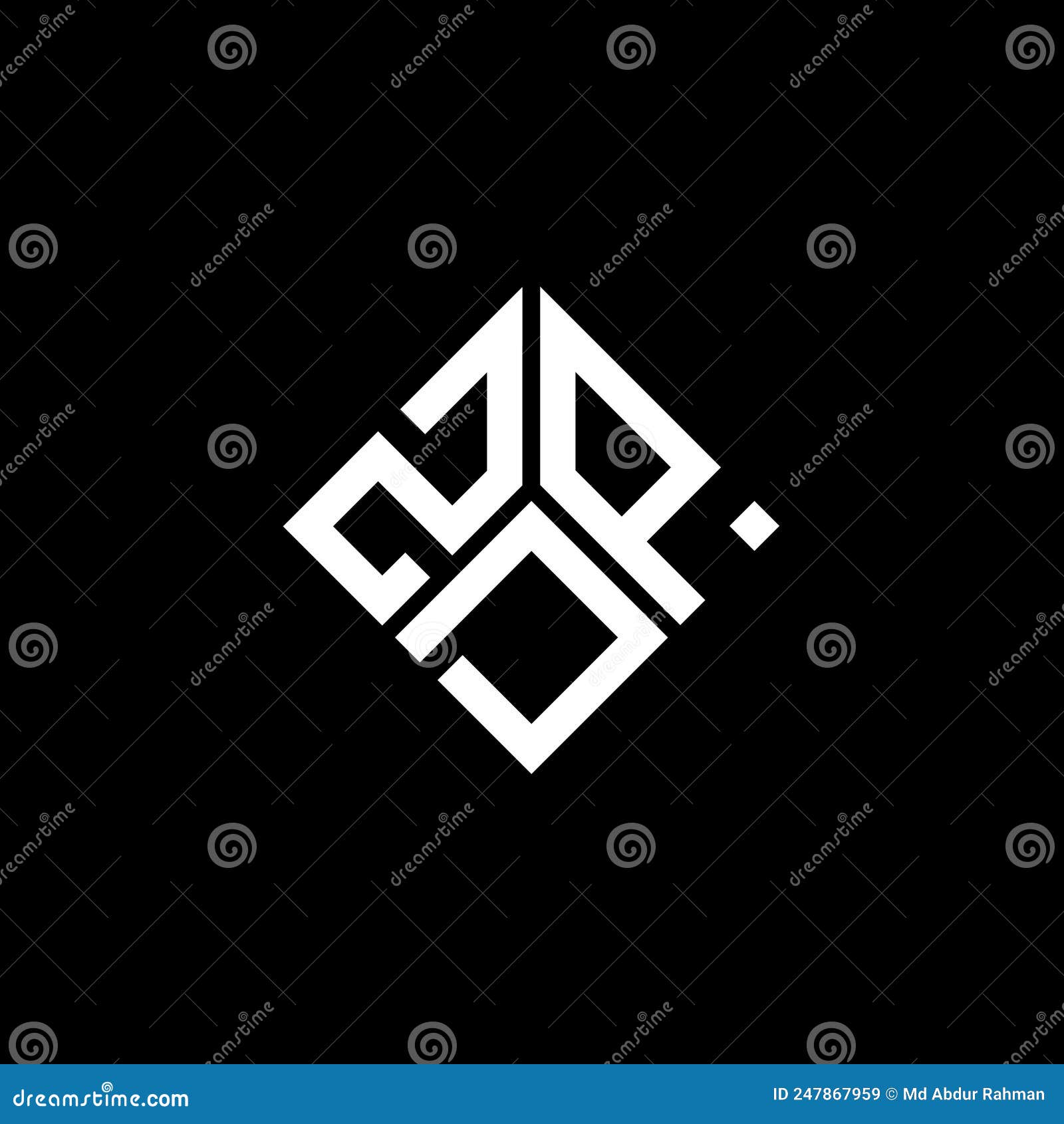 ZDP Letter Logo Design on Black Background. ZDP Creative Initials ...
