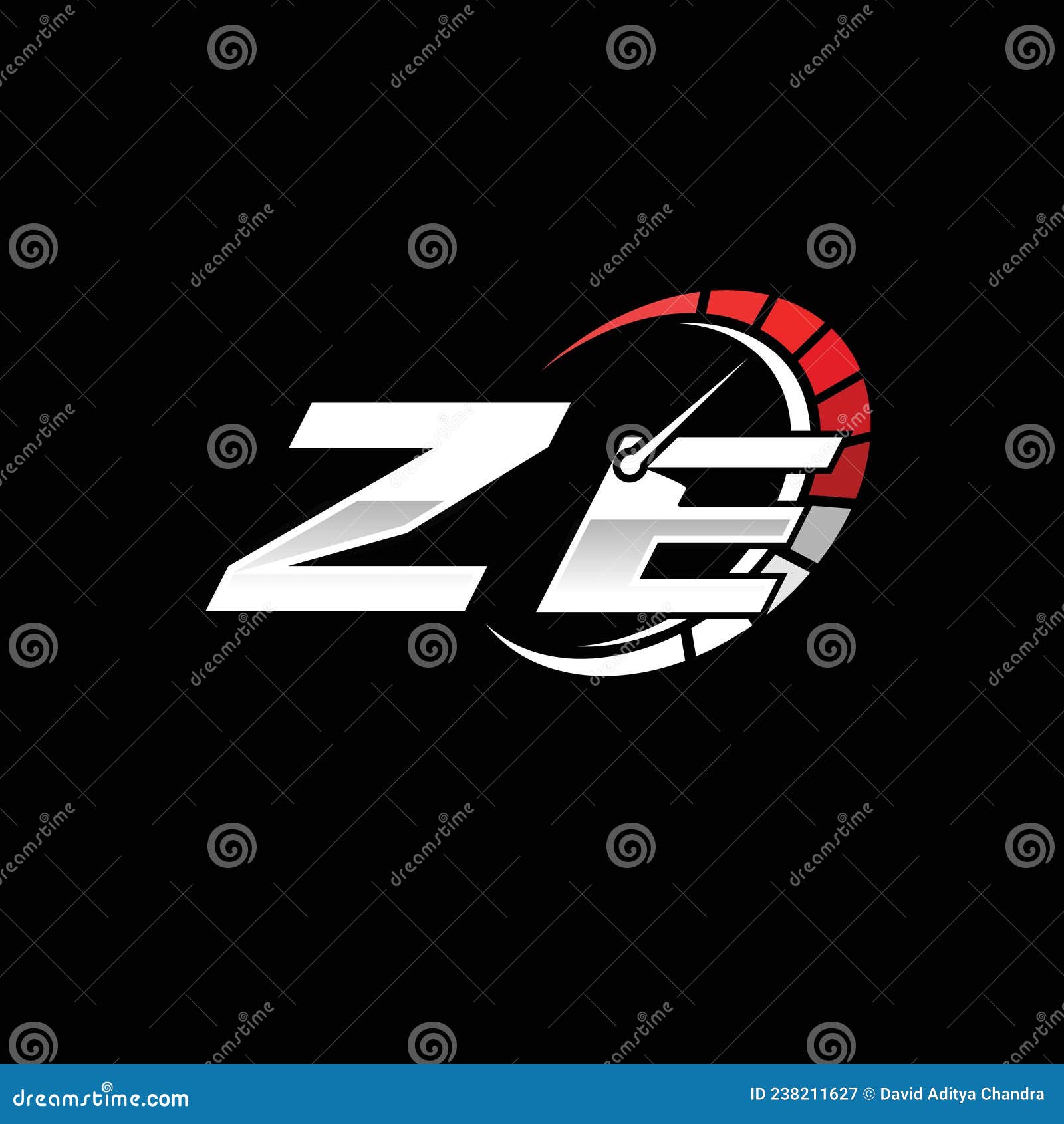 ZE Logo Letter Speed Meter Racing Style Stock Vector - Illustration of ...