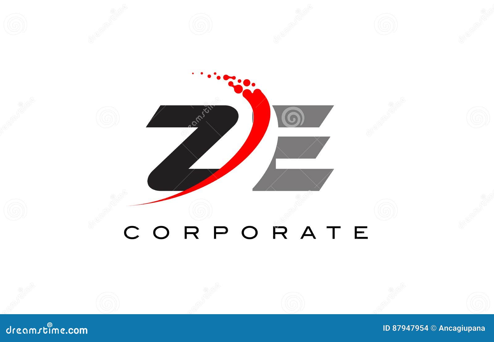 ZE Modern Letter Logo Design with Swoosh Stock Illustration ...