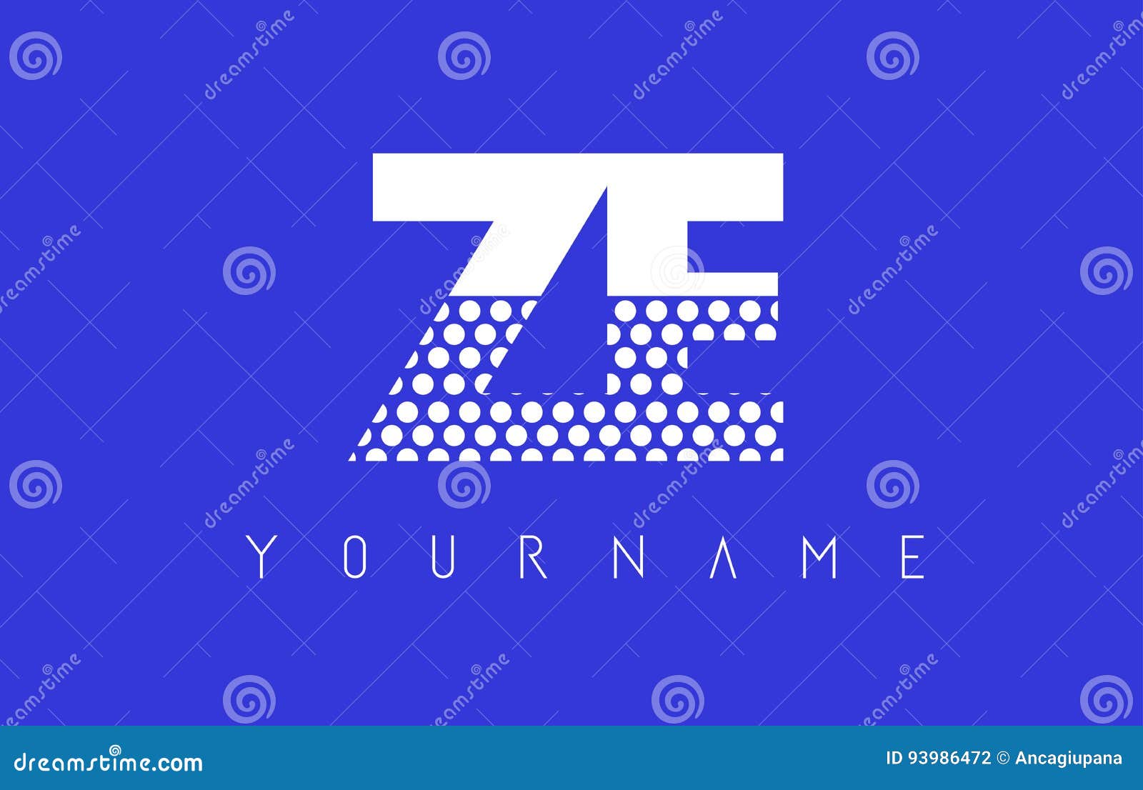 ZE Z E Dotted Letter Logo Design with Blue Background. Stock Vector ...