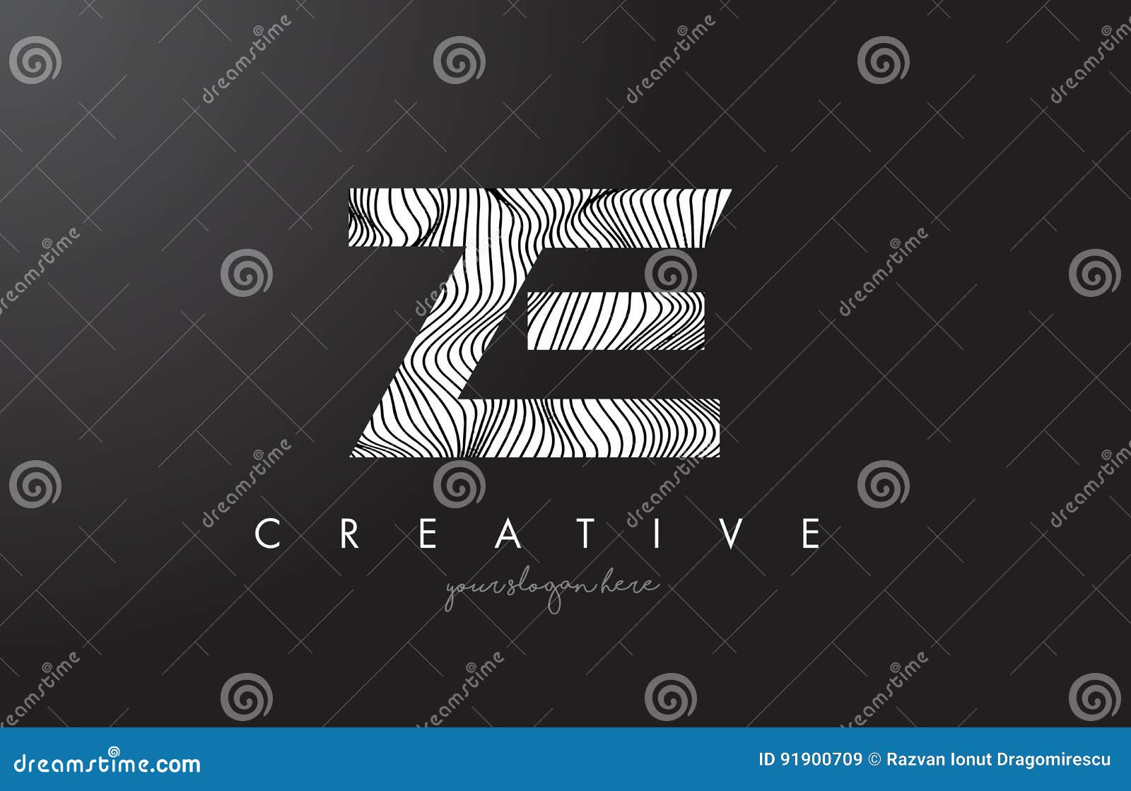 ZE Z E Letter Logo with Zebra Lines Texture Design Vector. Stock Vector ...