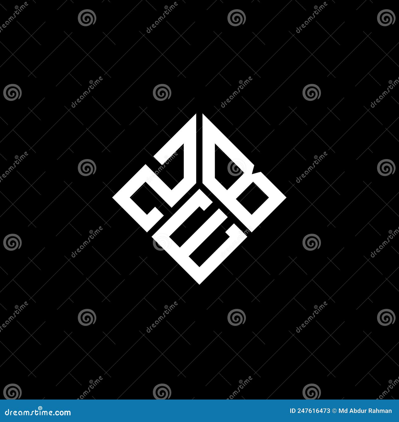 ZEB Letter Logo Design on Black Background. ZEB Creative Initials ...