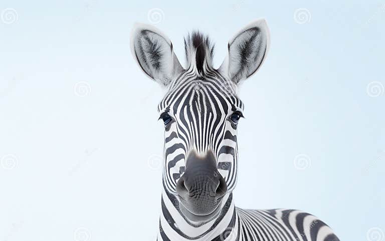 Zebra Against a White Background -Generative Ai Stock Illustration ...