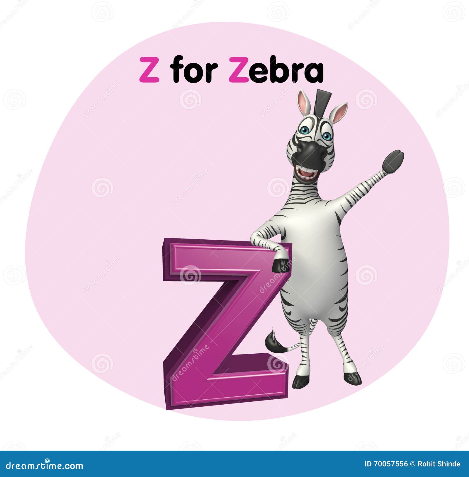 Zebra with alphabet stock illustration. Illustration of cartoon - 70057556
