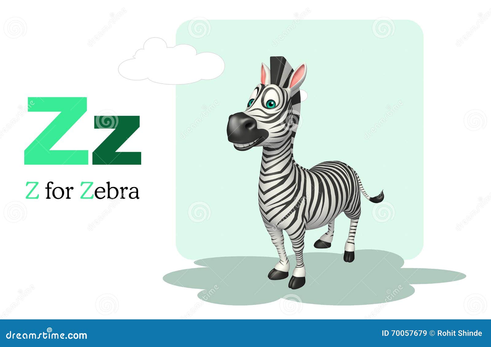 Zebra with alphabet stock illustration. Illustration of kids - 70057679