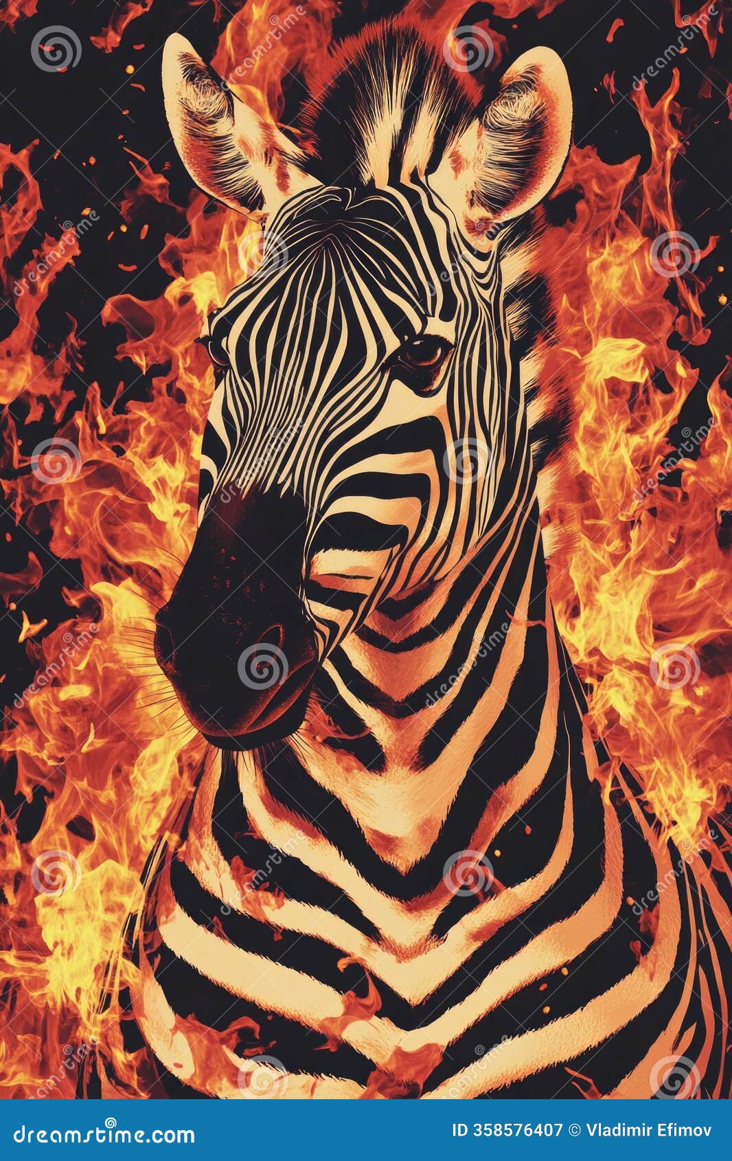 Zebra Amidst Flames stock image. Image of dramatic, danger - 358576407