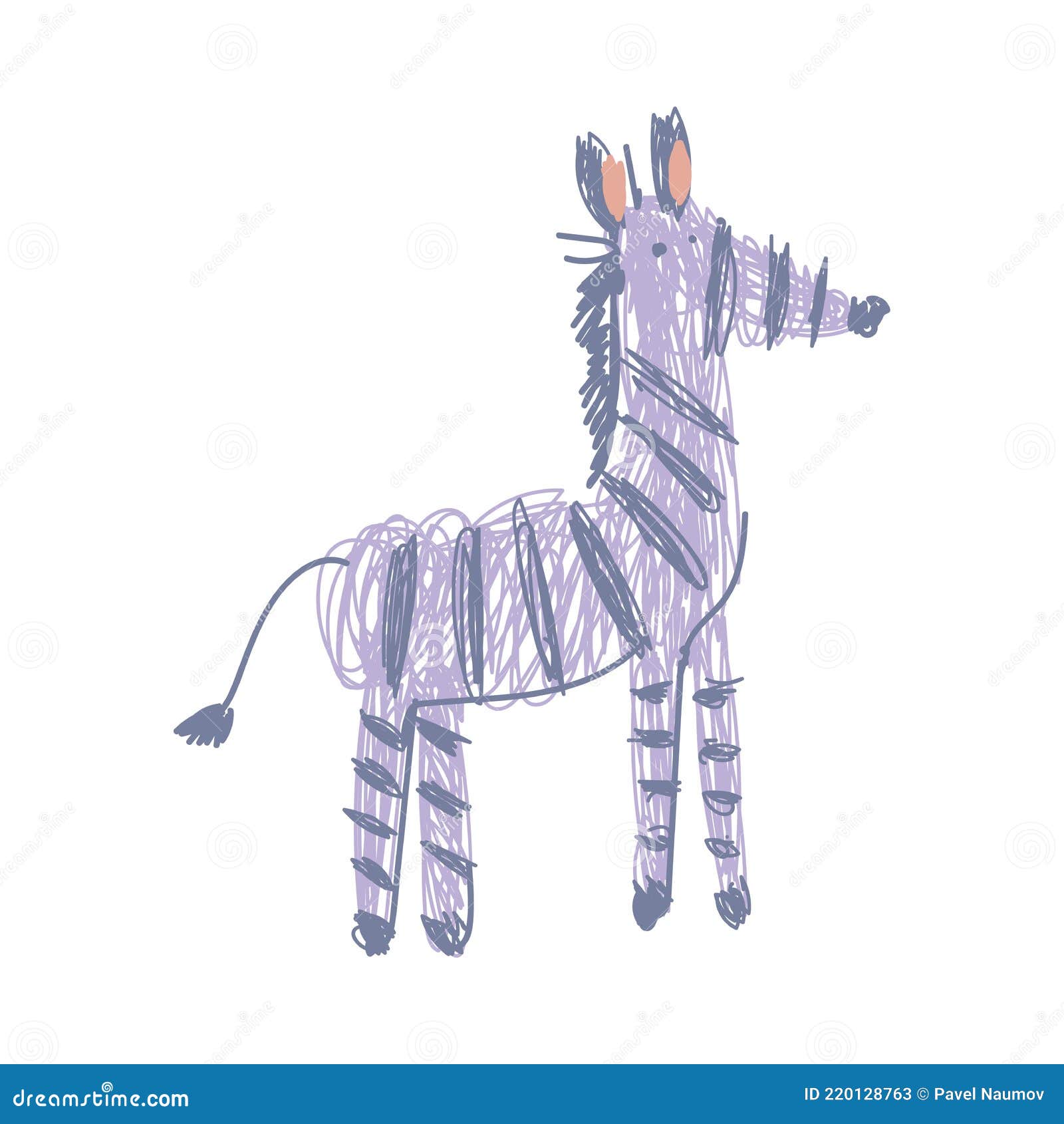 Zebra As Hand Drawn Childish Scribble Vector Illustration Stock Vector ...