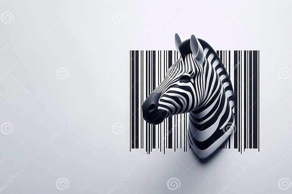 Zebra on the Background of a Barcode. Space for Text. Stock Image ...