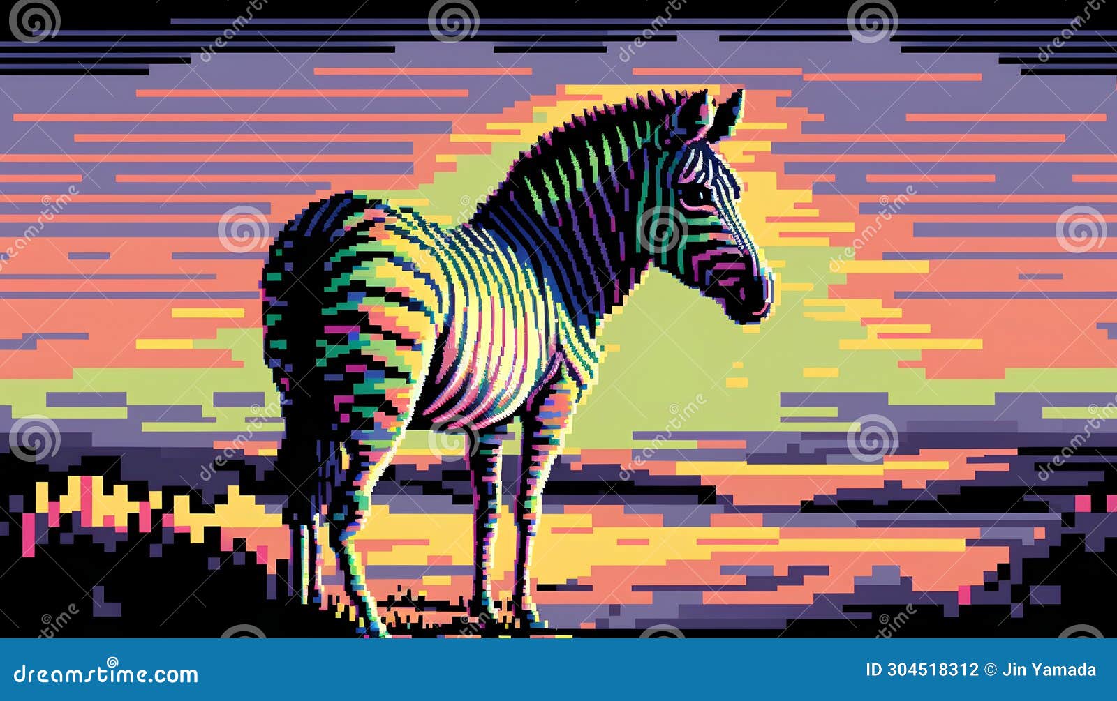 Zebra Pixel Art On Solid Background Stock Photo | CartoonDealer.com ...