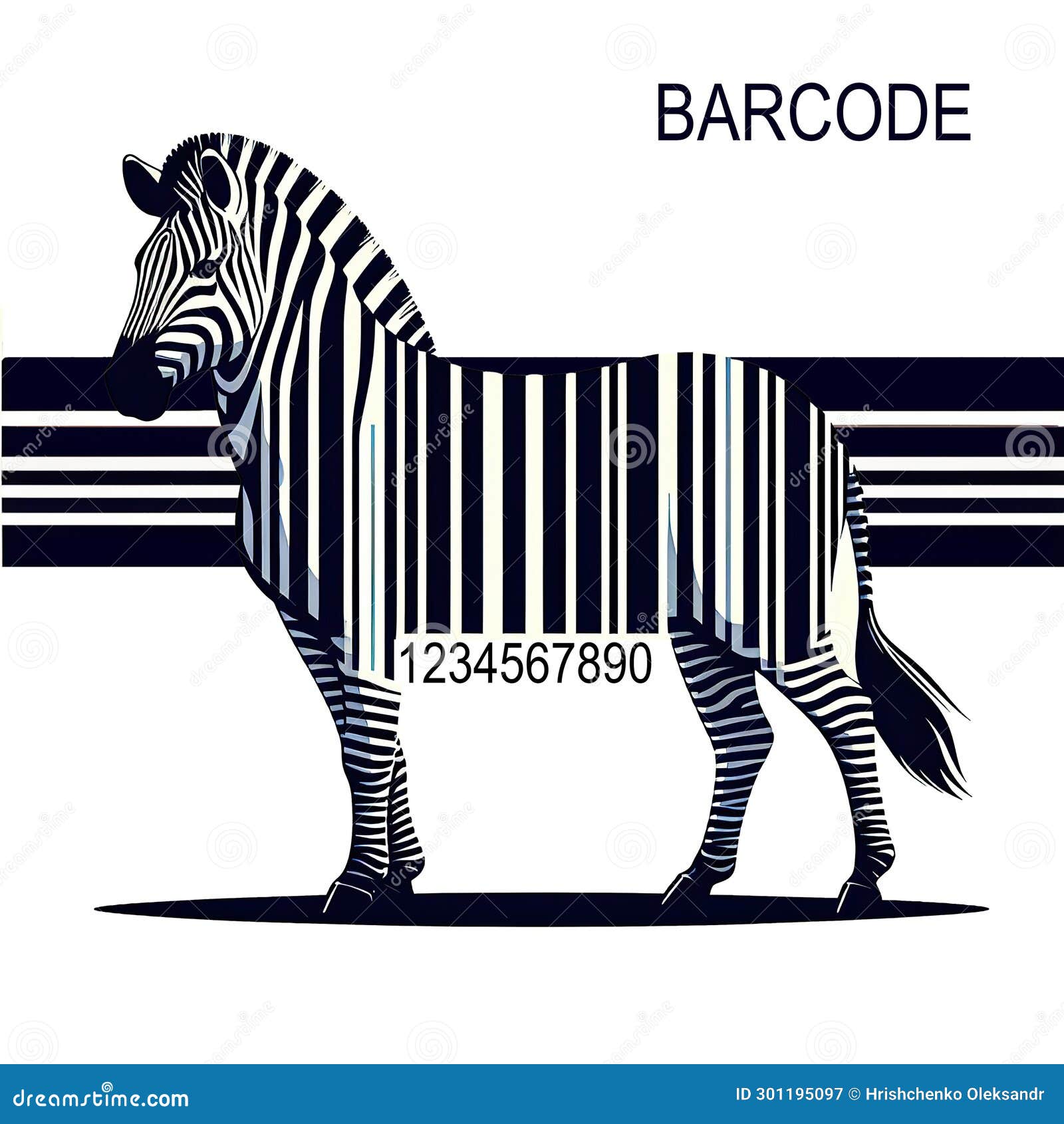 Zebra with Barcode. Concept Art Stock Illustration - Illustration of ...
