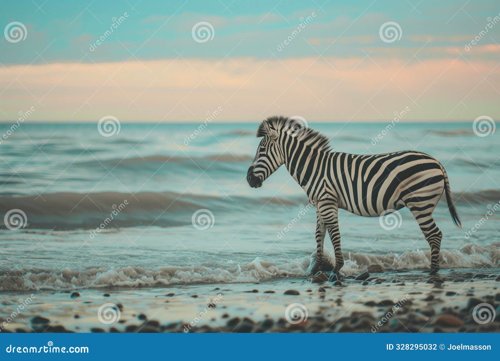 Zebra on the Beach Concept Africa Travel Image Stock Illustration ...
