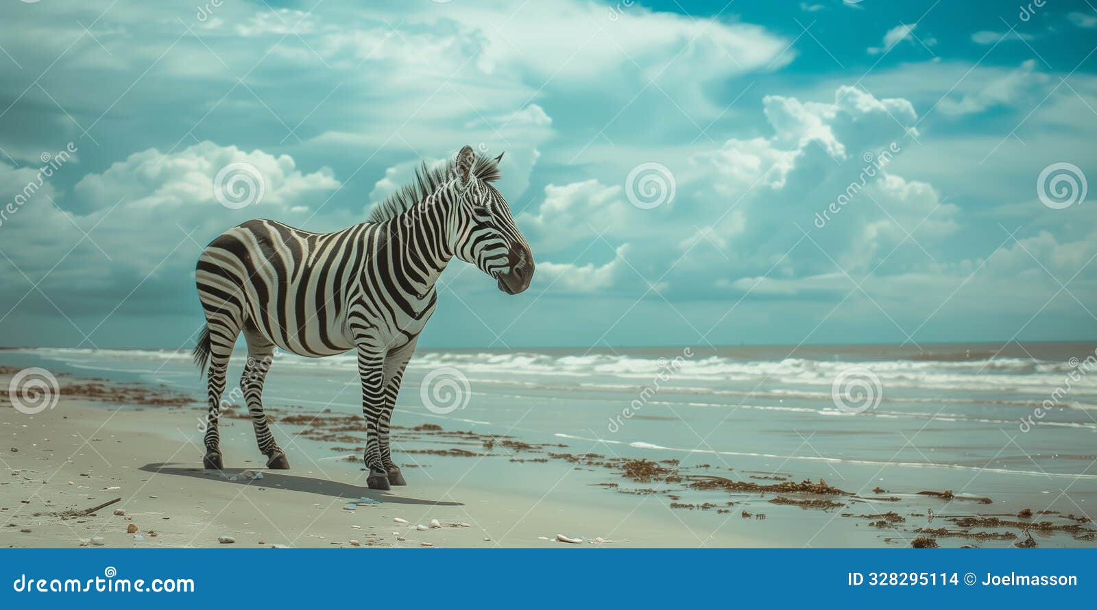 Zebra on the Beach Concept Africa Travel Image Stock Illustration ...
