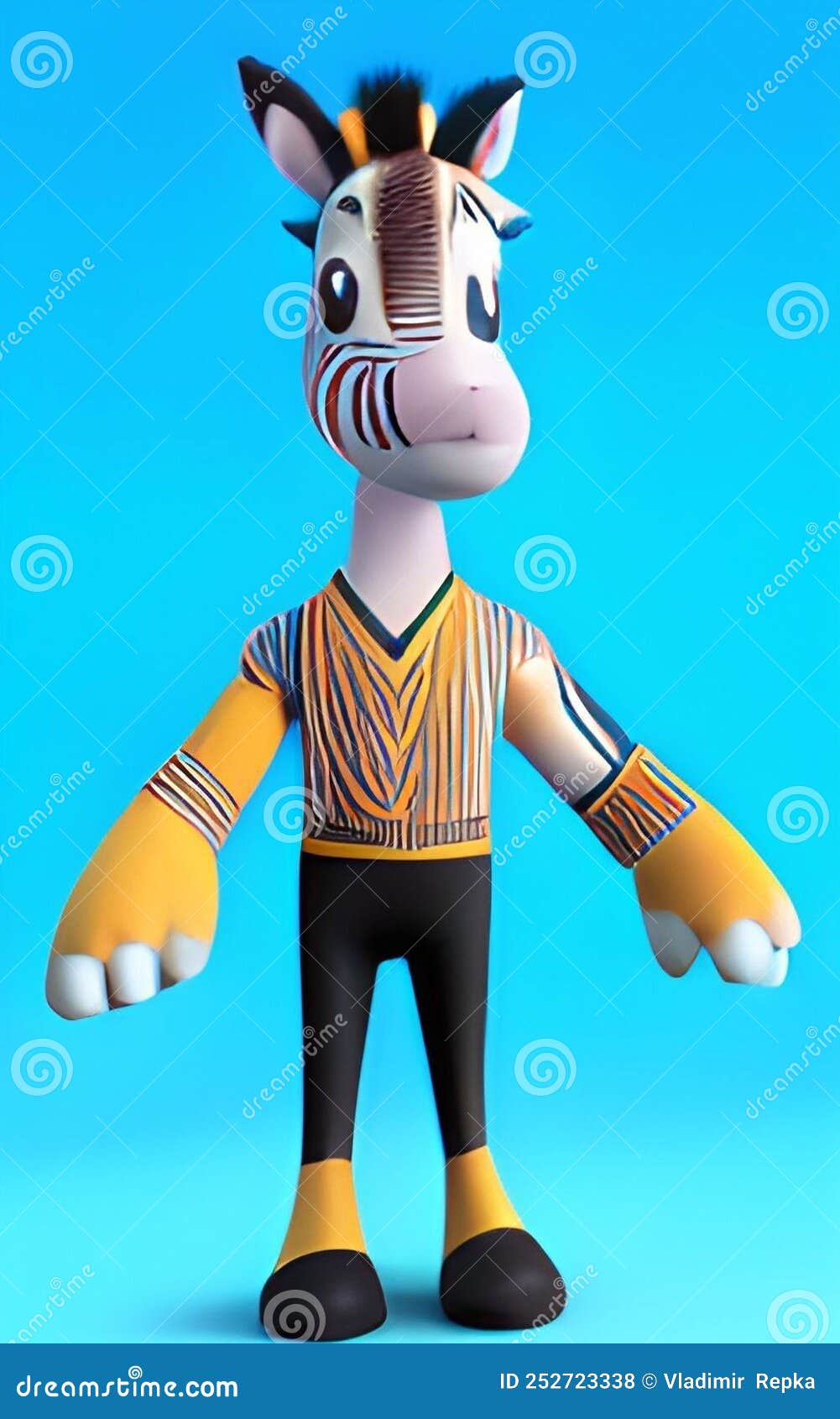 Zebra Boy - 3D Digitally Created Colorfull Artwork Stock Illustration ...