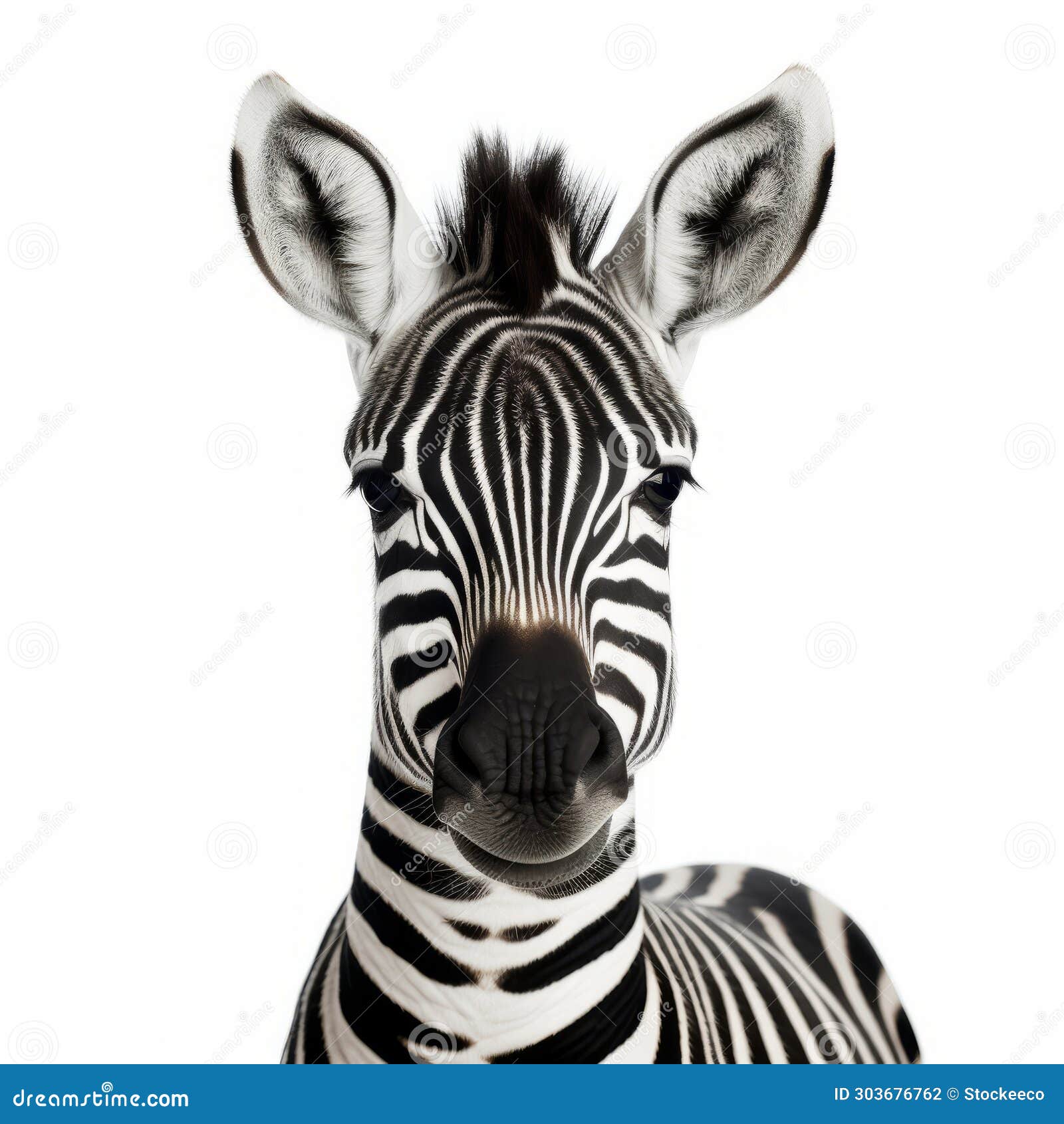 Quirky and Cute Male Zebra Portrait on White Background Stock ...
