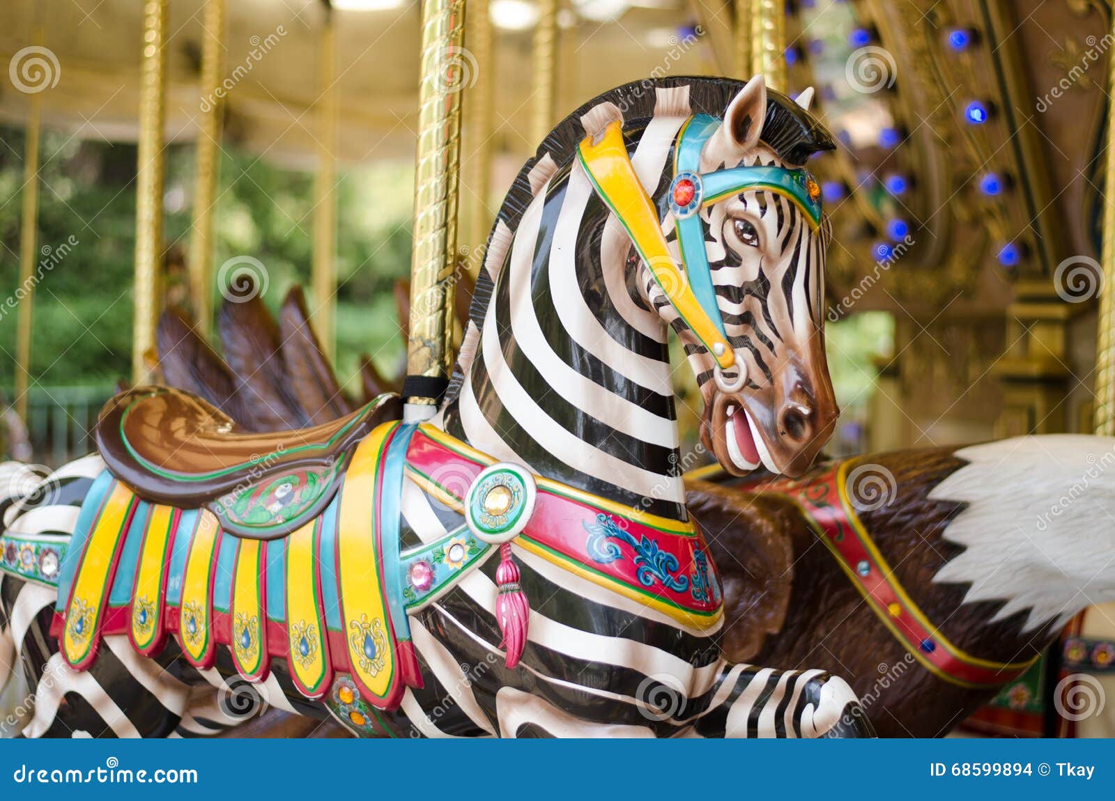Zebra carousel stock photo. Image of turning, merry, moving - 68599894