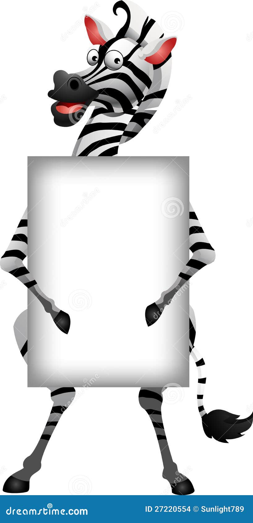 Zebra Cartoon with Blank Sign Stock Illustration - Illustration of ...