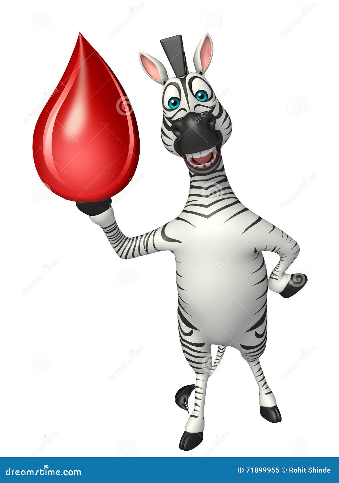 Zebra Cartoon Character with Blood Drop Stock Illustration ...