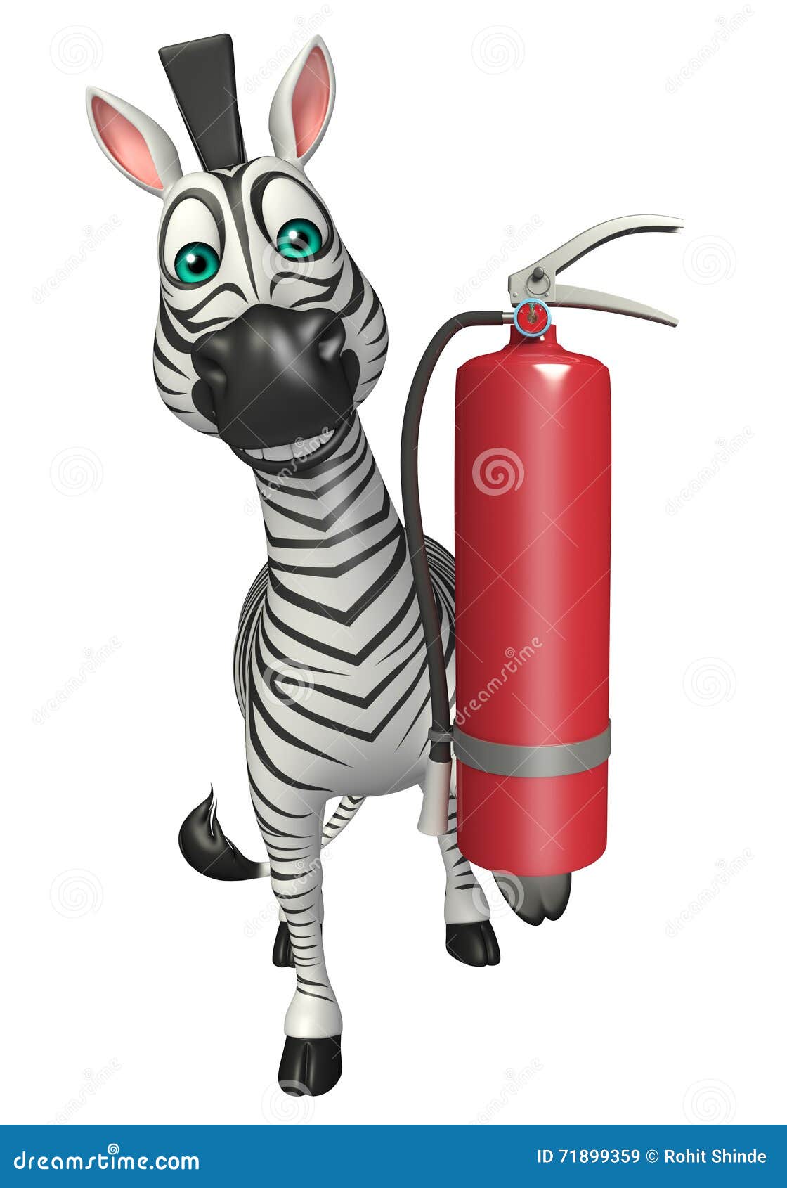 Zebra Cartoon Character with Fire Extinguishing Stock Illustration ...