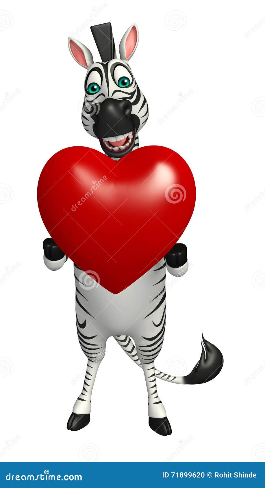 Zebra Cartoon Character with Heart Sign Stock Illustration ...