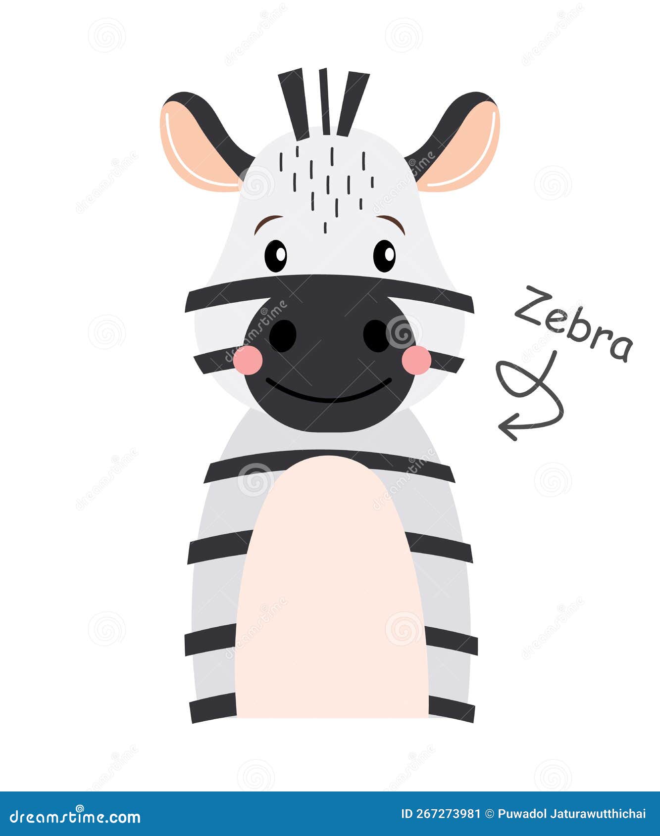 Zebra . Cartoon character stock vector. Illustration of drawing - 267273981