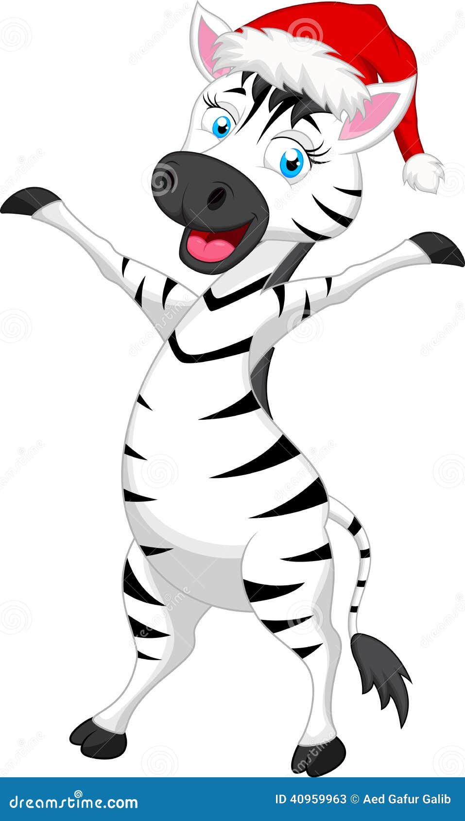 Zebra Cartoon with Christmas Hat Stock Vector - Illustration of young ...