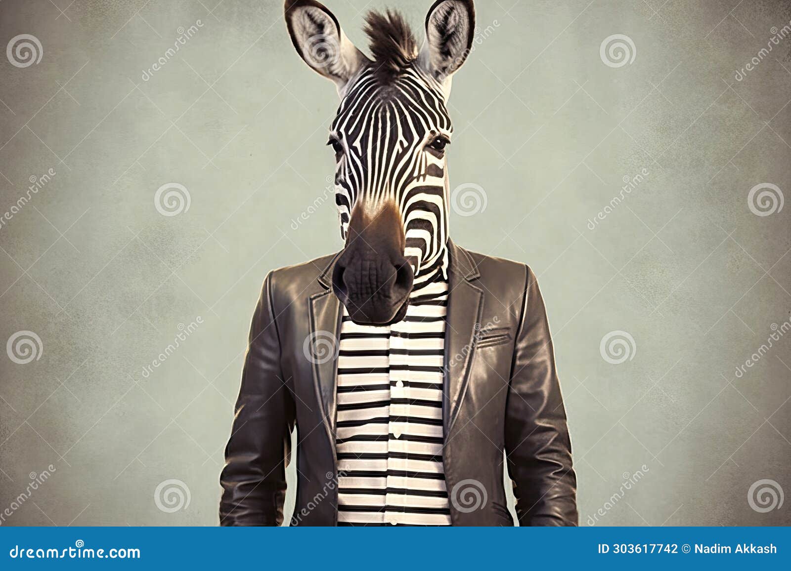 Zebra in Clothes. Concept Graphic in Vintage Style Stock Illustration ...
