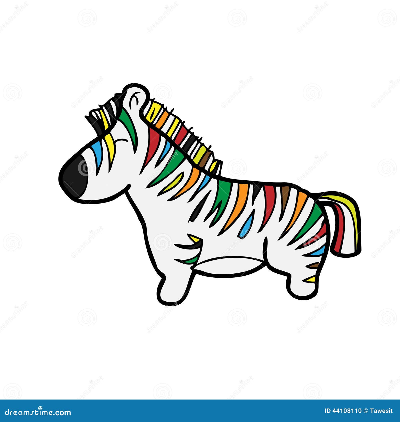 Zebra colorful cartoon stock illustration. Illustration of clip - 44108110